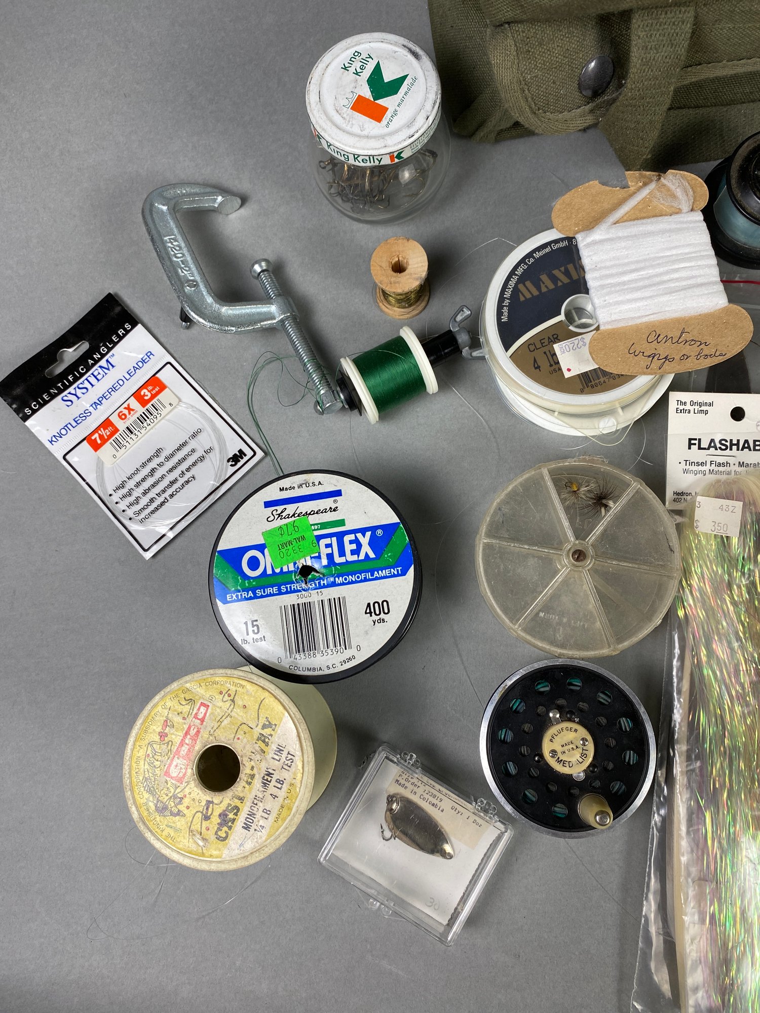 Fly Tying & Fishing Supplies Including Hooks, Containers, A Few Flies ...