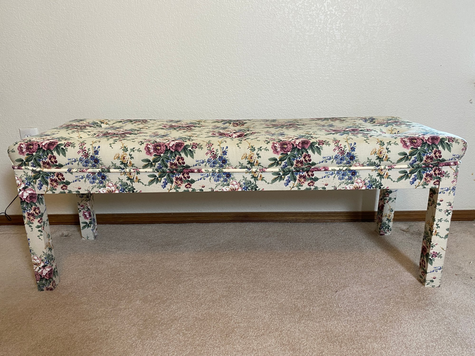 Upholstered Bench With Floral Pattern #6492 | Auctionninja.com