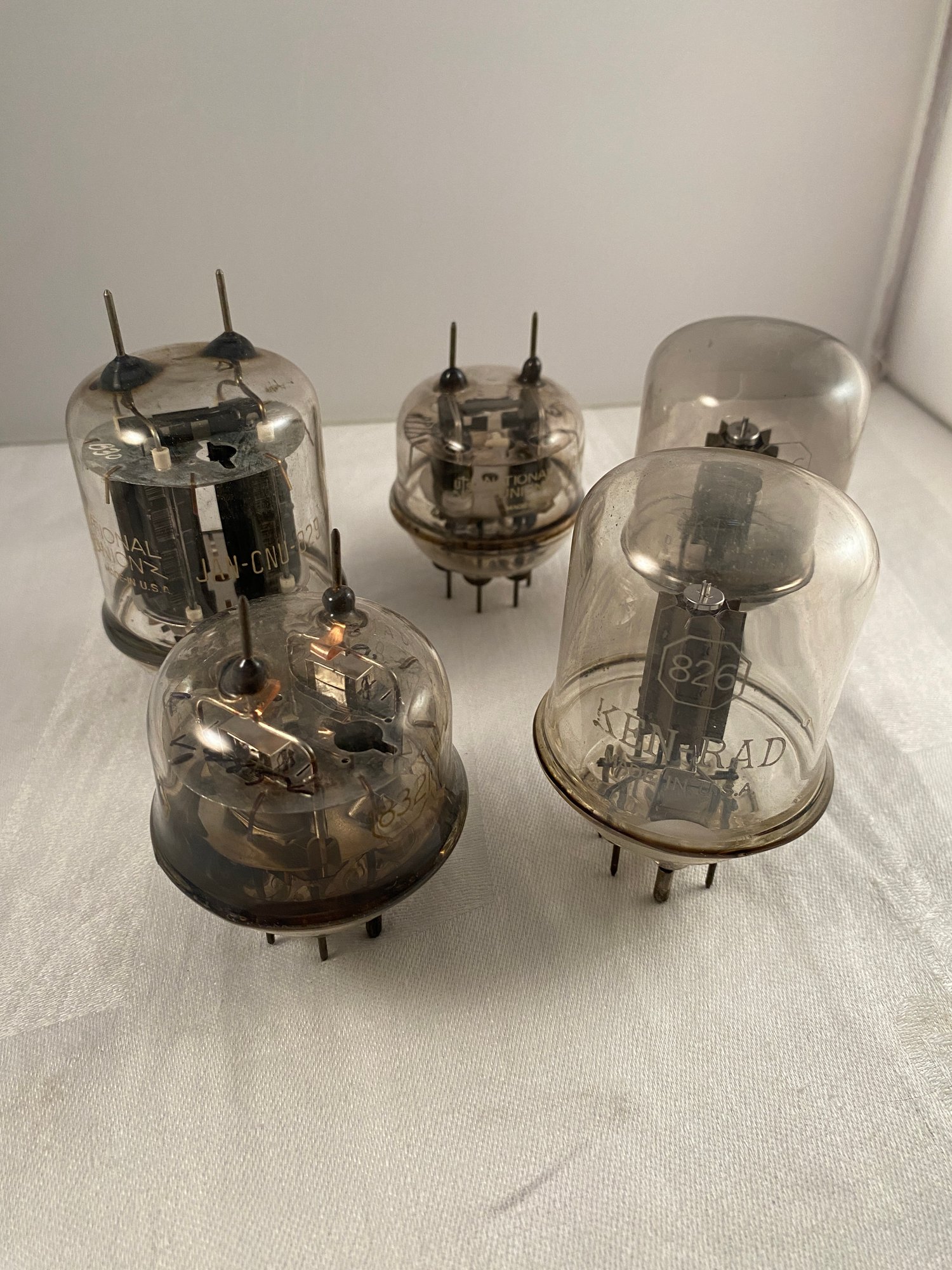 Five Vintage Vacuum Tubes Including Ken Rad 826 Radio Tubes, RCA 832 ...