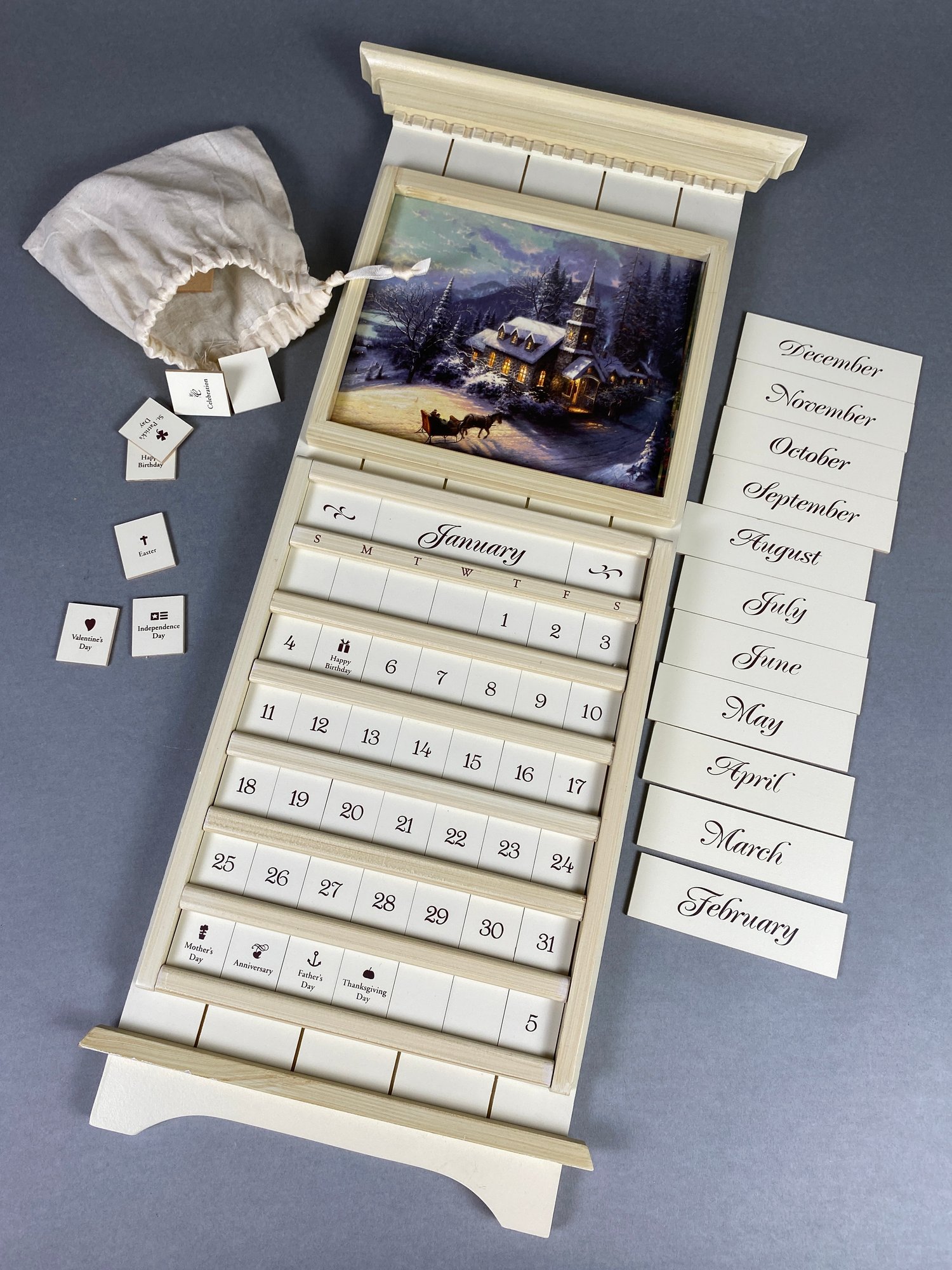 Monthly Tile Perpetual Calendar Featuring Prints Of Seasons By Thomas ...