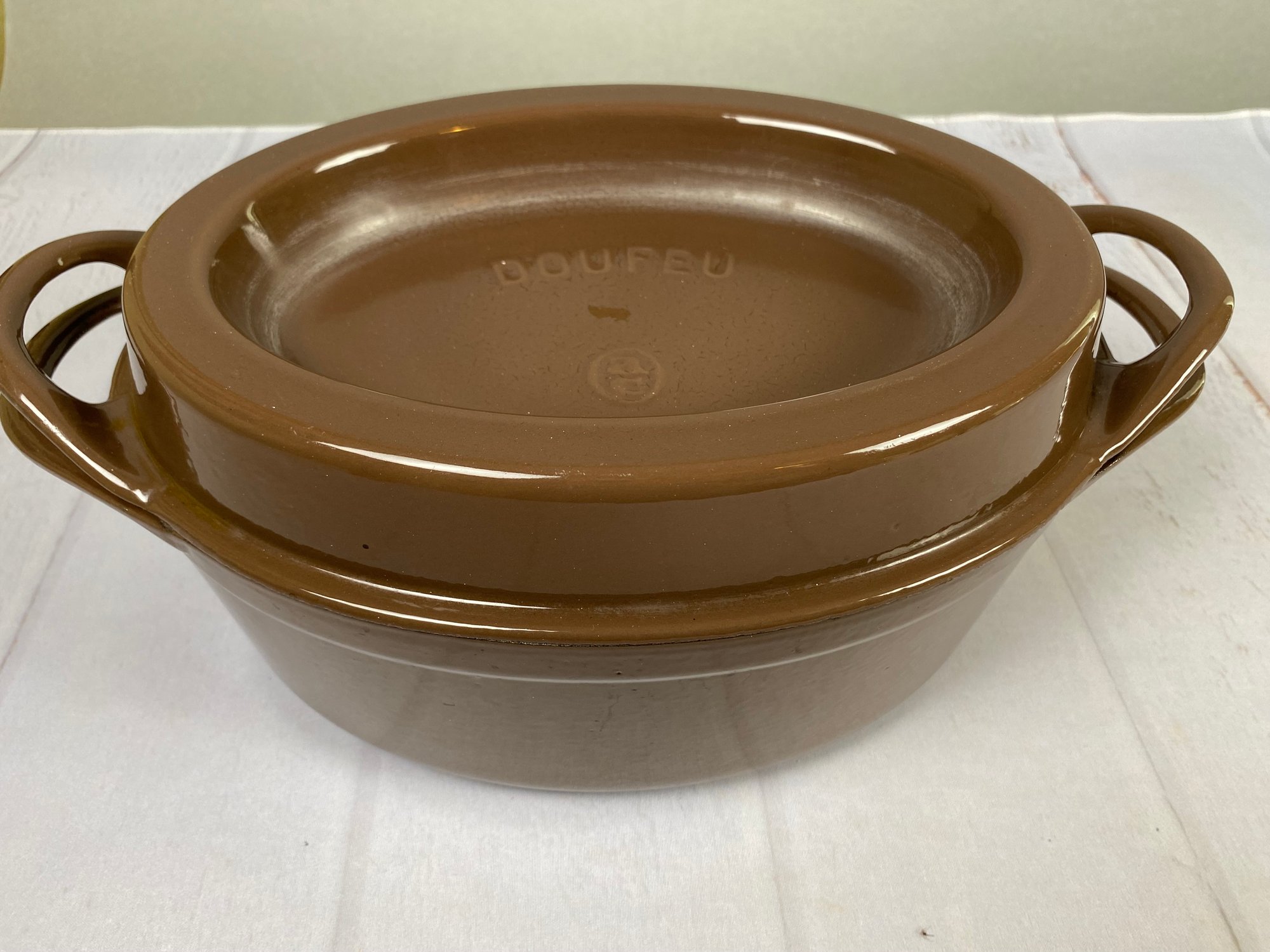 Incredible Doufeu Cousances France Cast Iron Brown Enamel Dutch Oven ...