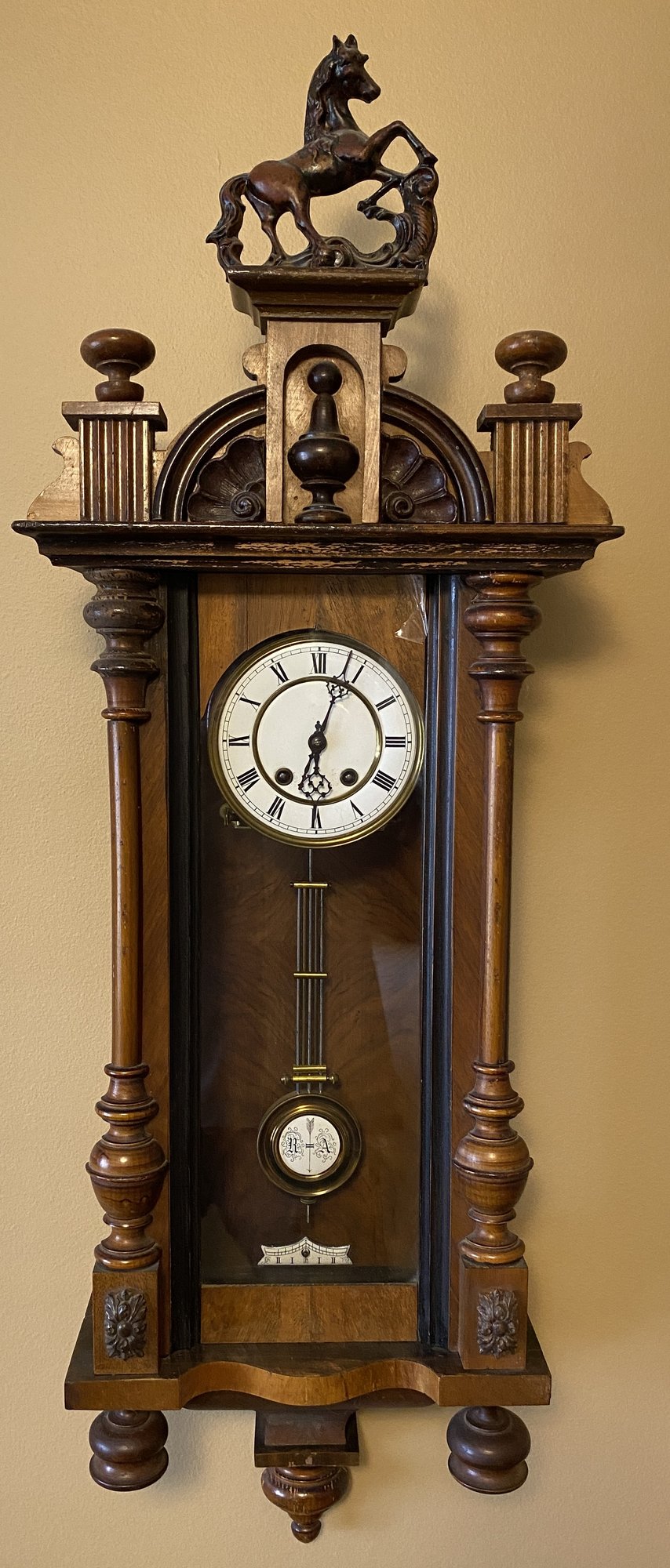 Antique German FMS Friedrich Mauthe Wall Clock, From The 1890s, With ...