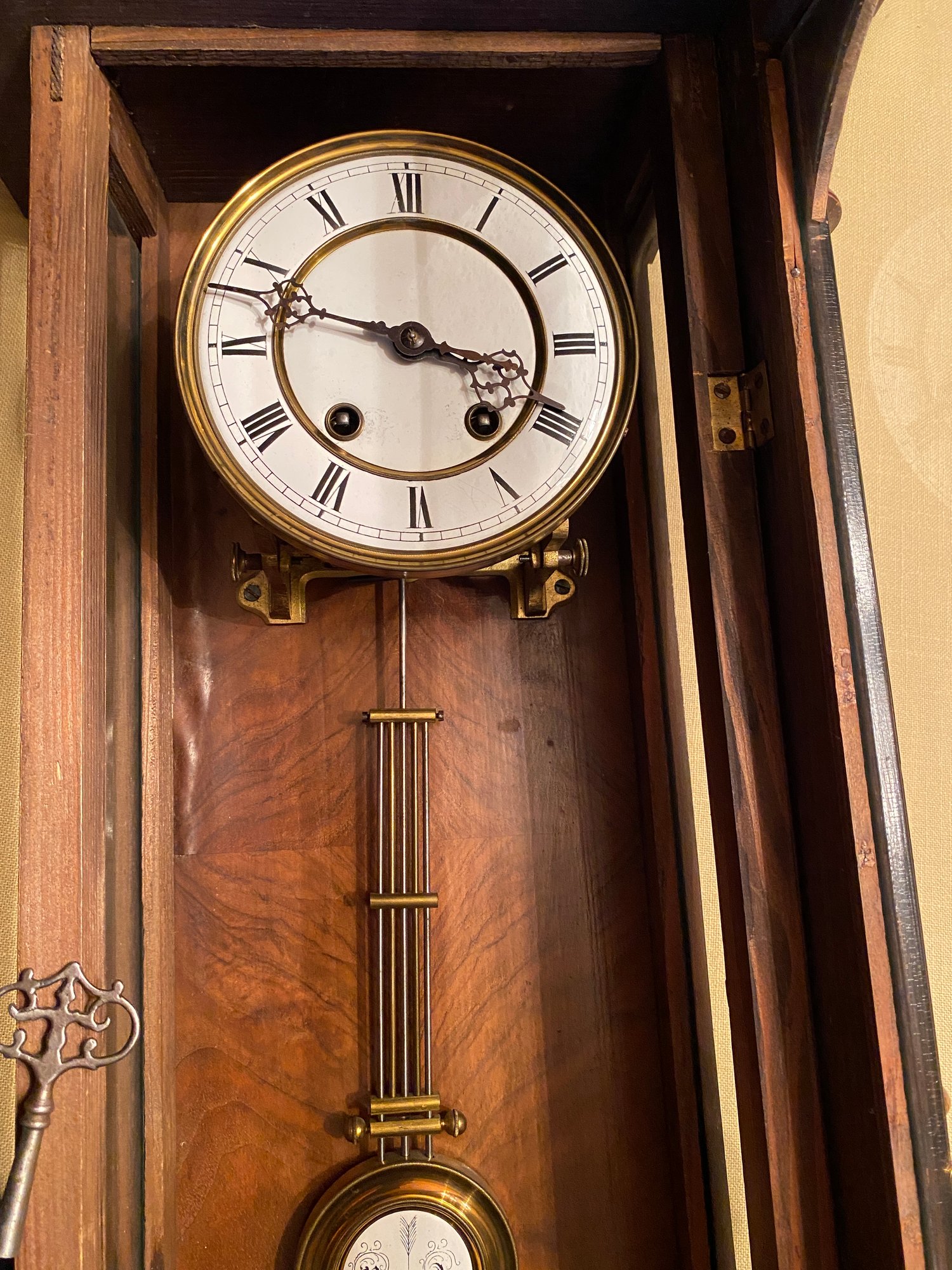 Antique German FMS Friedrich Mauthe Wall Clock, From The 1890s, With ...