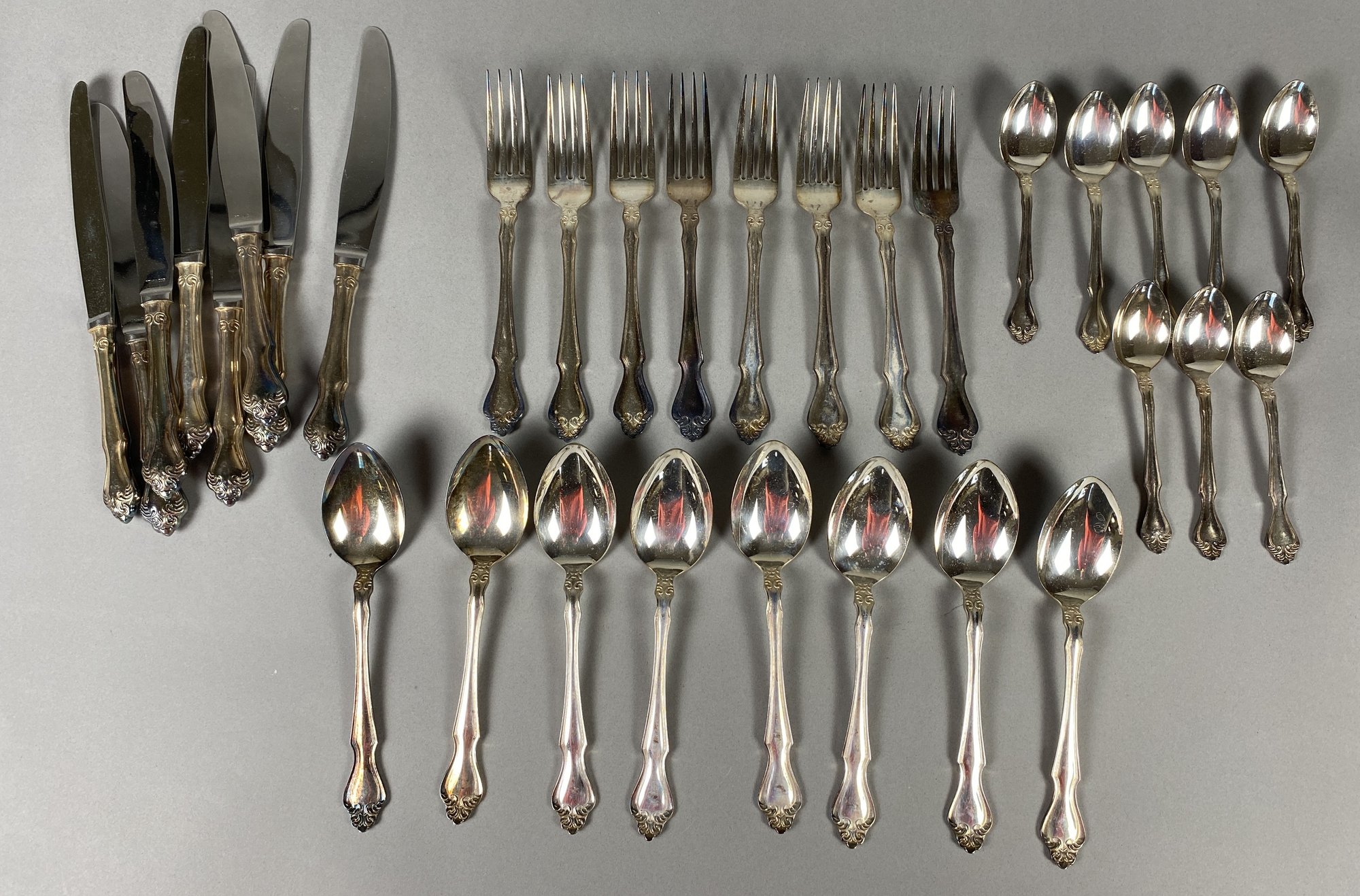 Set Of Nickel Silver Flatware For Eight Including Forks, Spoons ...