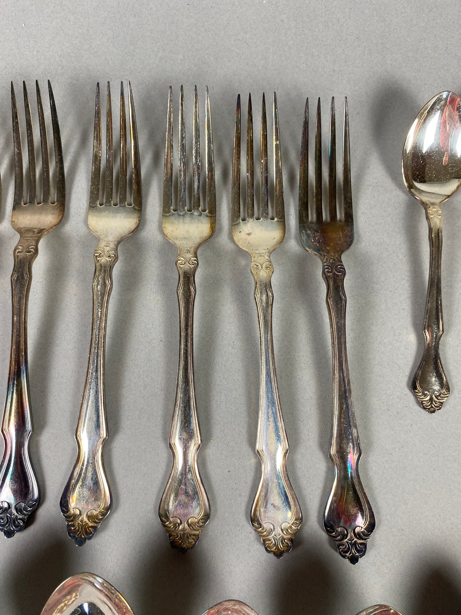 Set Of Nickel Silver Flatware For Eight Including Forks, Spoons ...