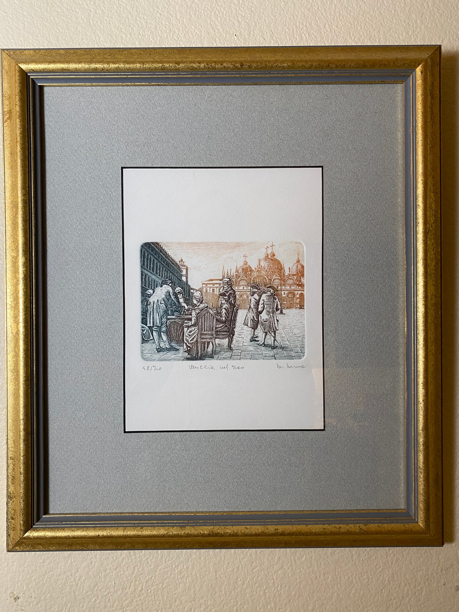 Beautifully Framed & Signed Print From An Engraving Of A Street Scene ...