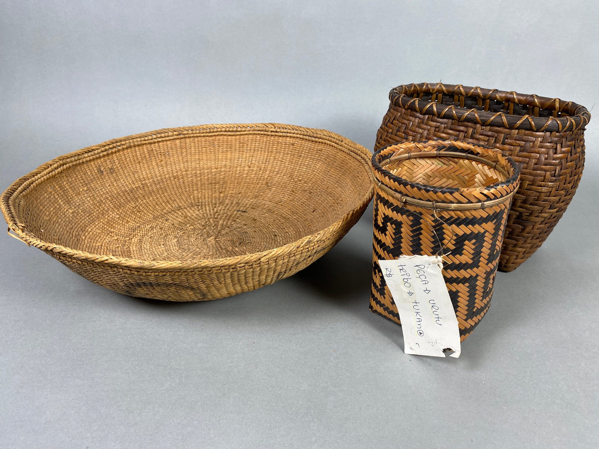 Set Of Three Wove Baskets, Probably Made By Brazilian Indians #7879 ...
