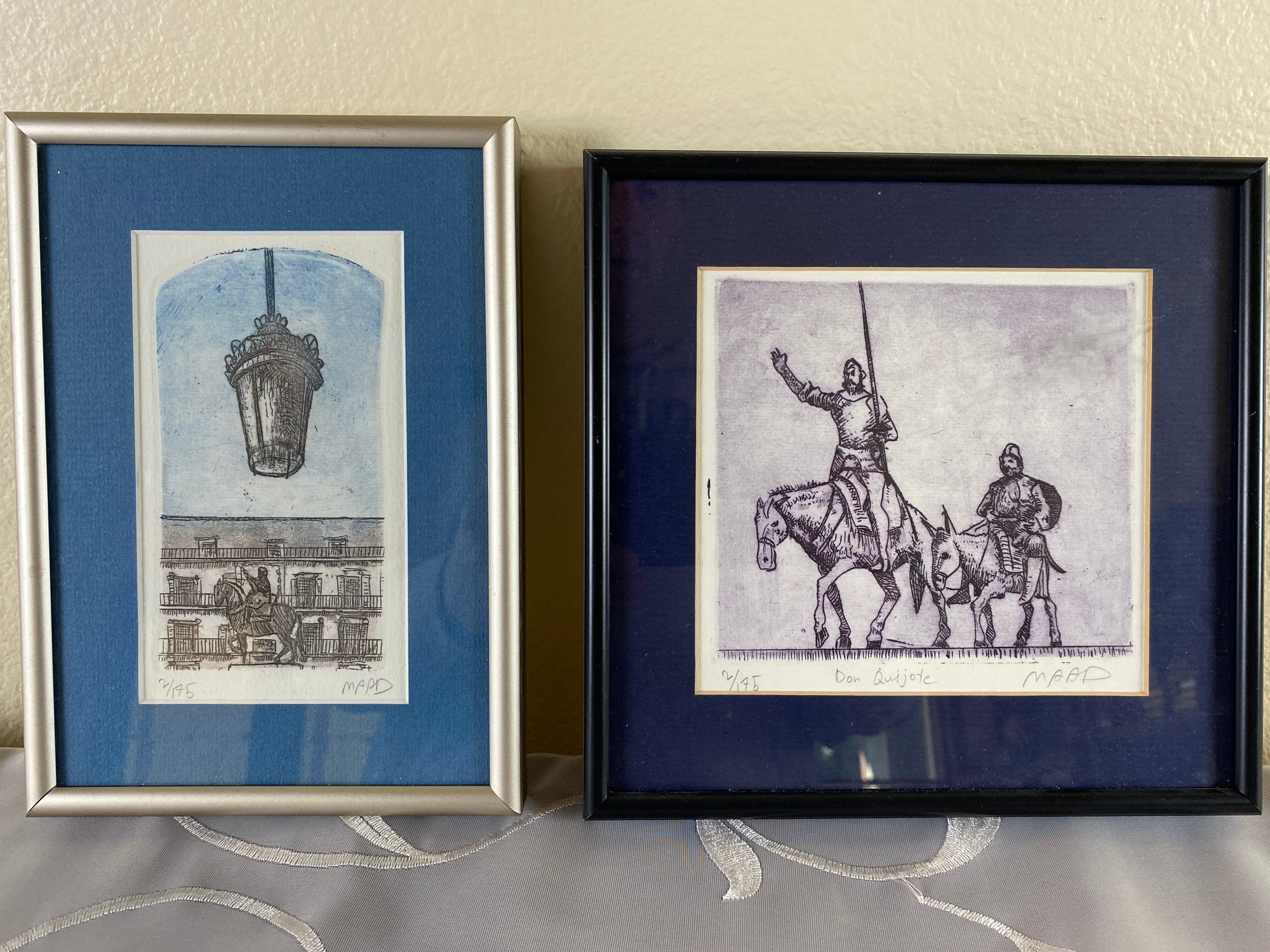 Pair Of Small Limited Edition Prints, One Of Don Quijote Signed By The ...