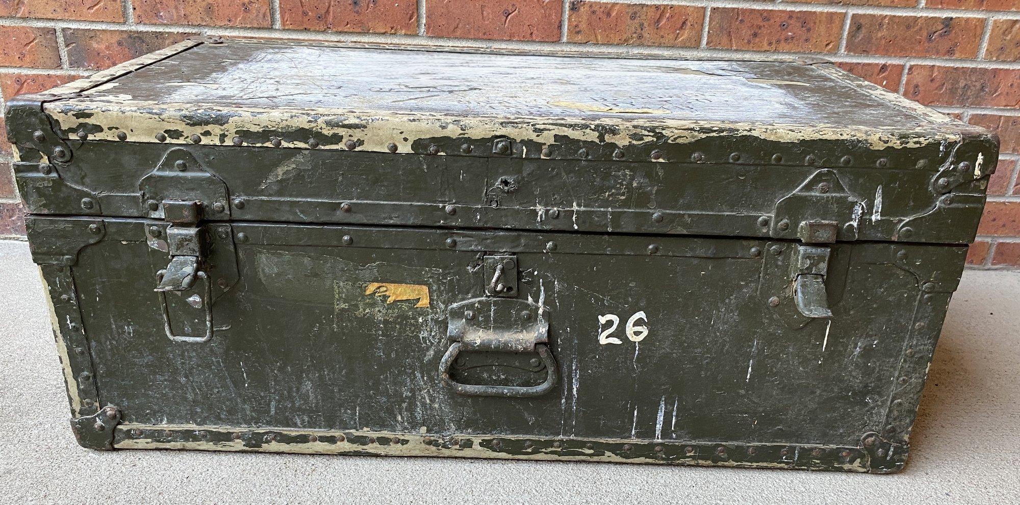 Vintage Military Metal & Wood Chest Or Trunk #8034 | Auctionninja.com