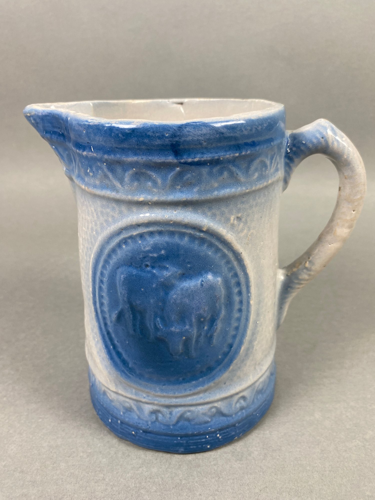 Gorgeous Antique Salt Glaze Stoneware Pitcher In The Grazing Cows ...