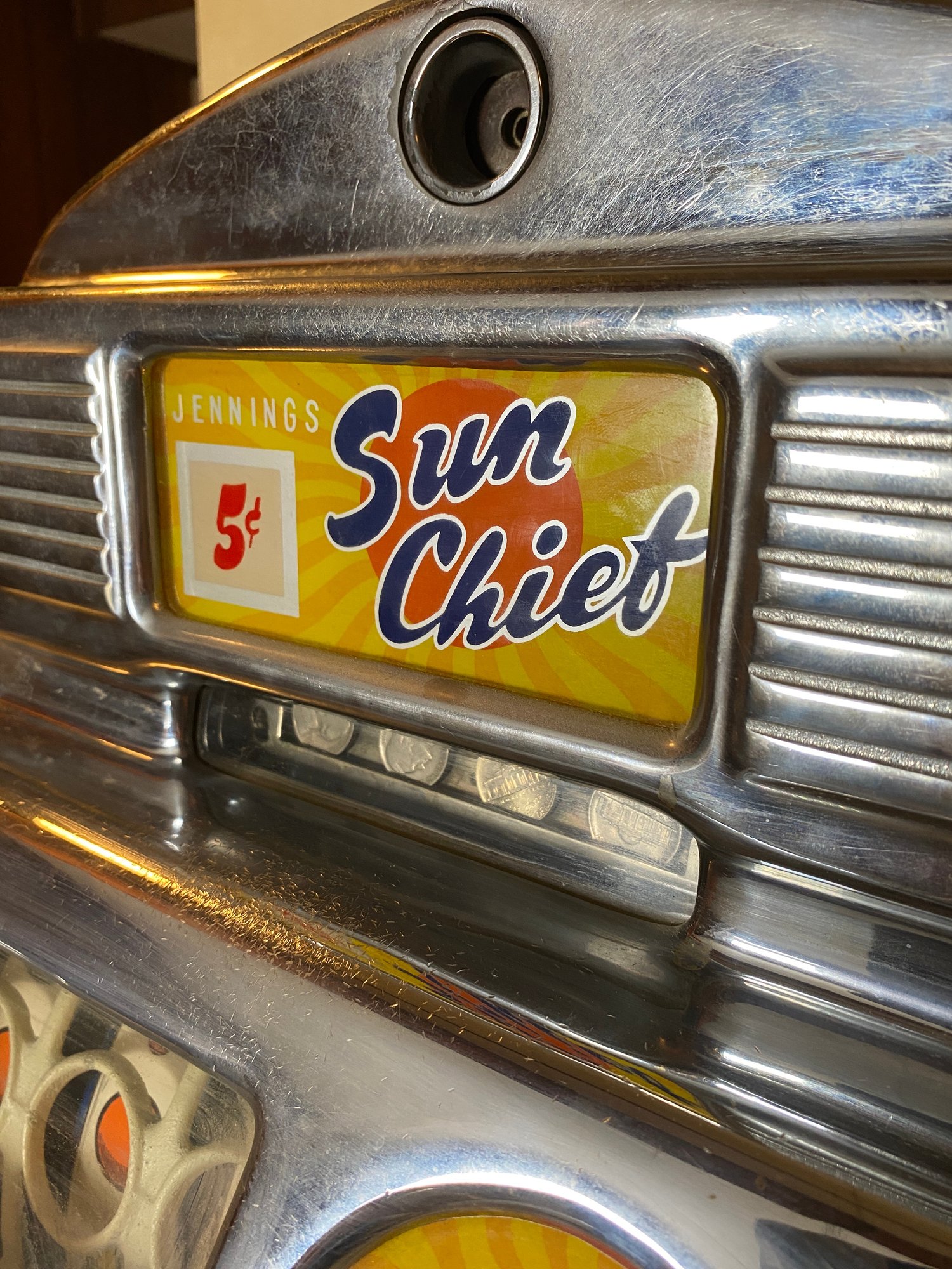 Vintage Mid Century Jennings Sun Chief Working Nickel Slot Machine On ...