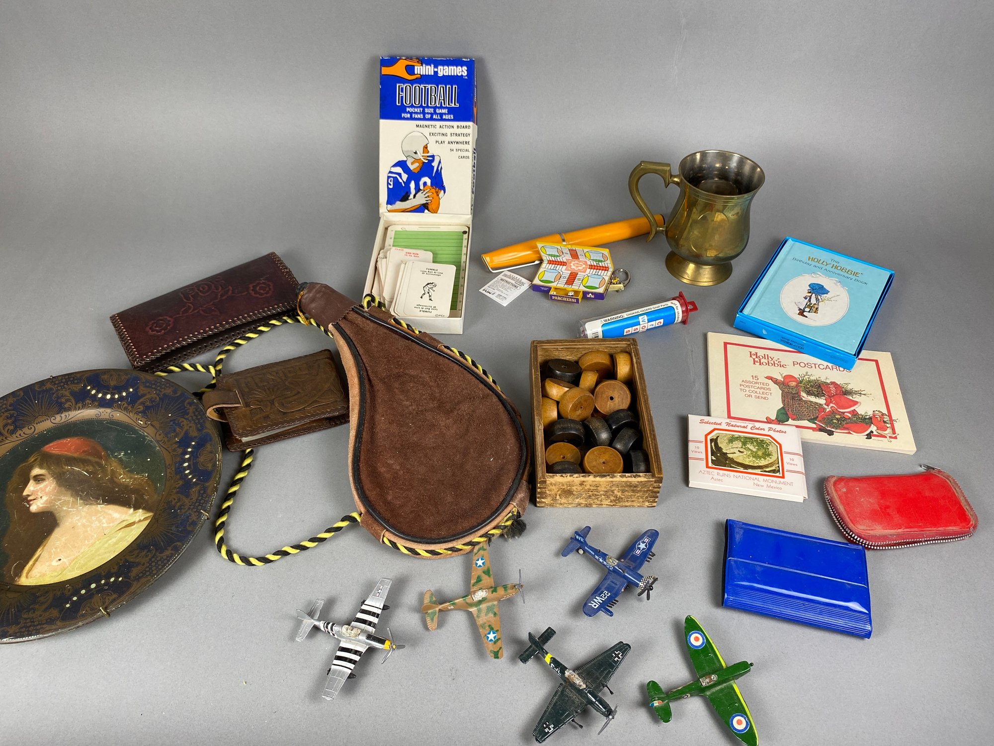 Collection Of Old Things Including Toys, Football Game, Die Cast Planes ...