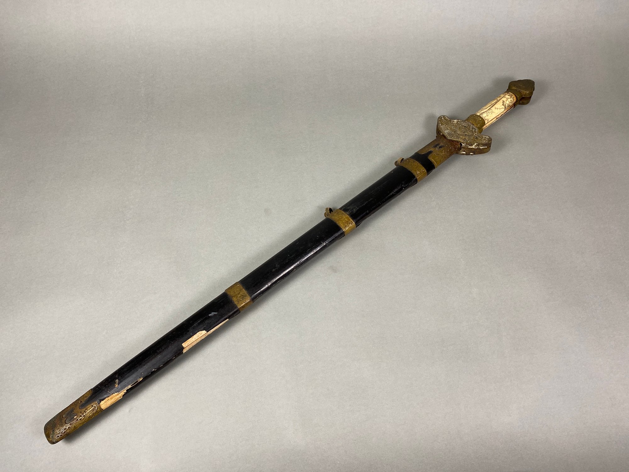Antique Chinese Double Sword Or Shuangjian In Single Scabbard, Late ...