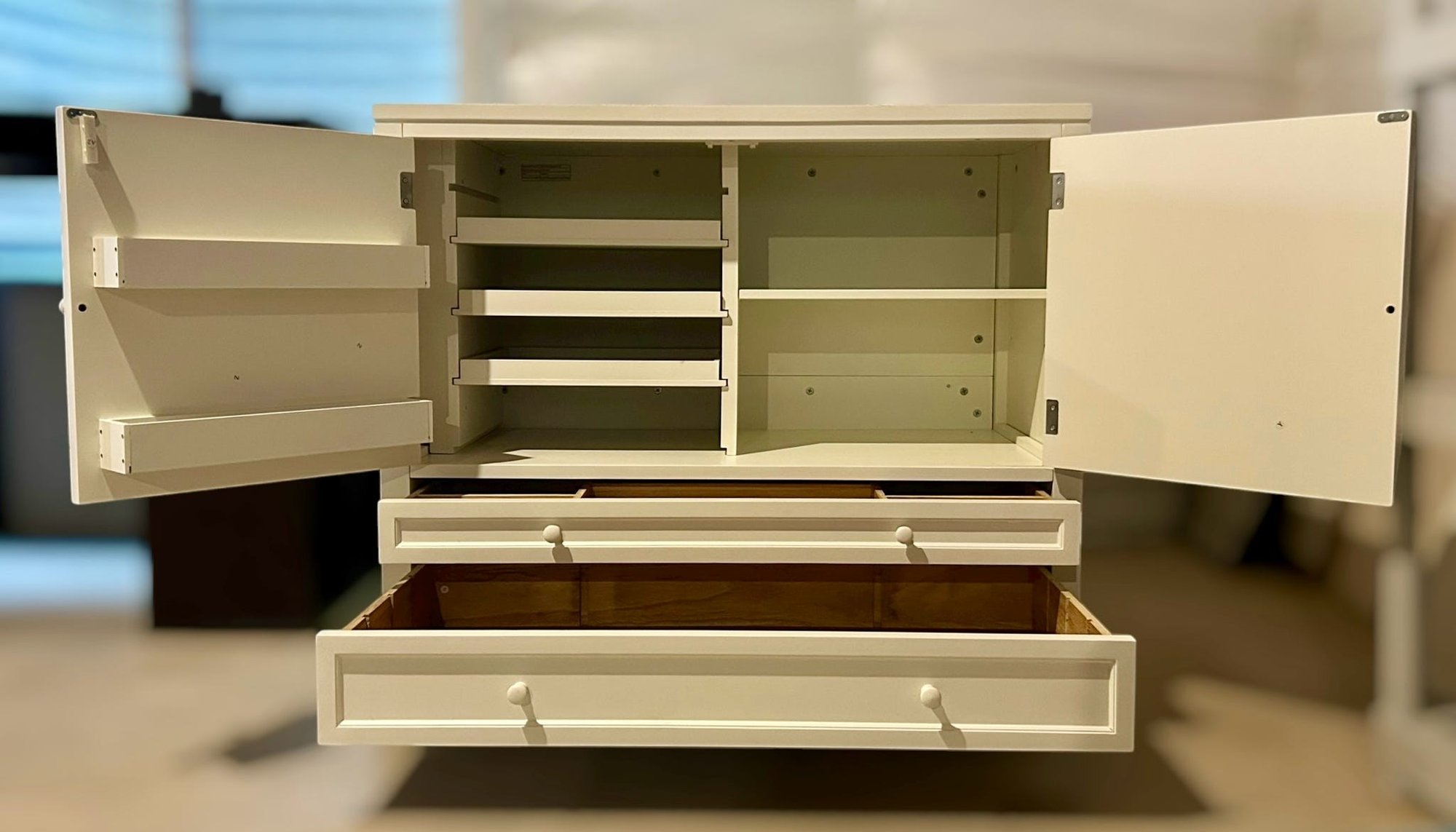 Home Decorators Collection 2 Door 2 Drawer Storage Cabinet W/ Boxed ...