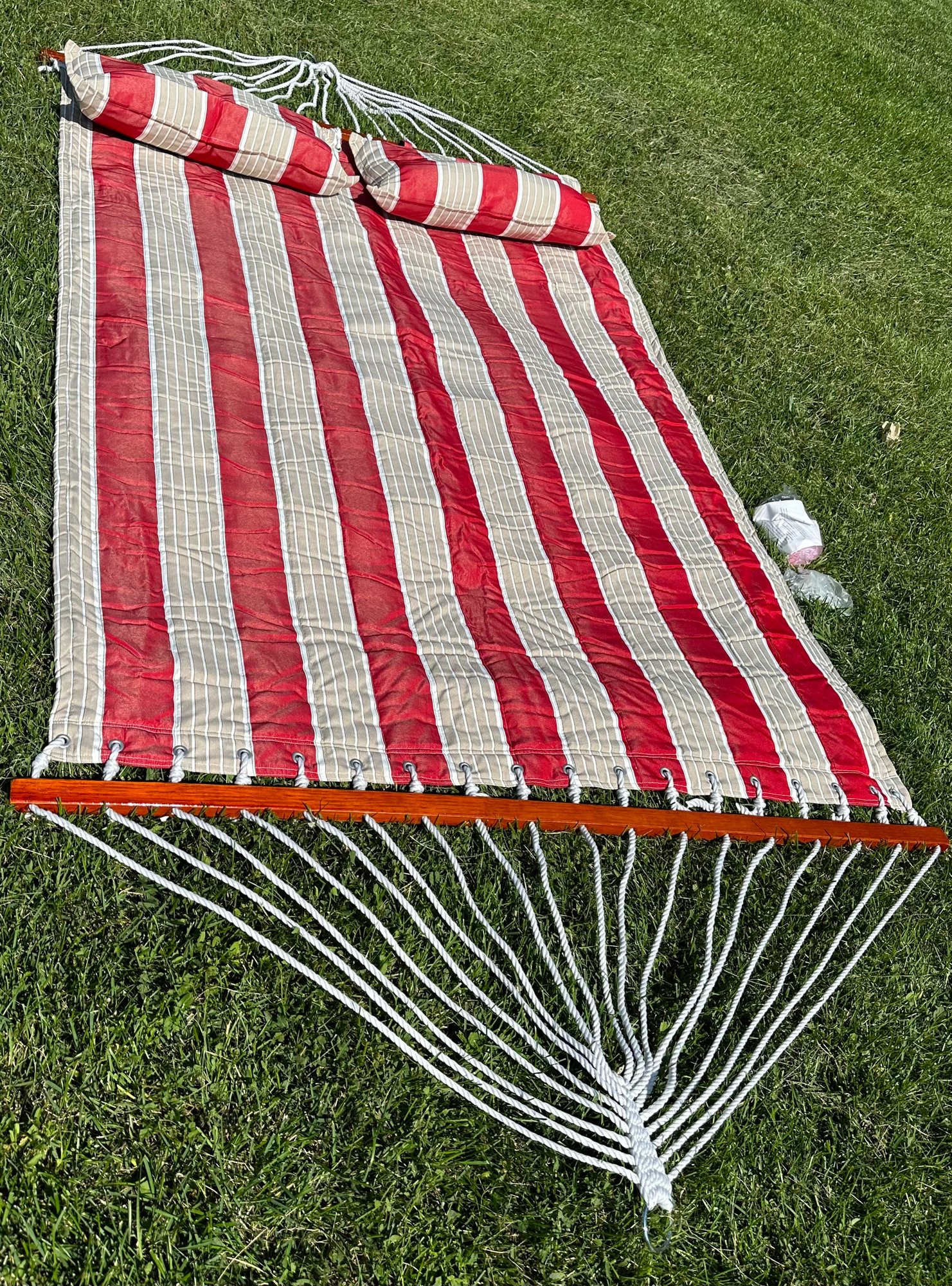 Brand New Red Striped Double Hammock W/ Pillows & Case #3296 ...