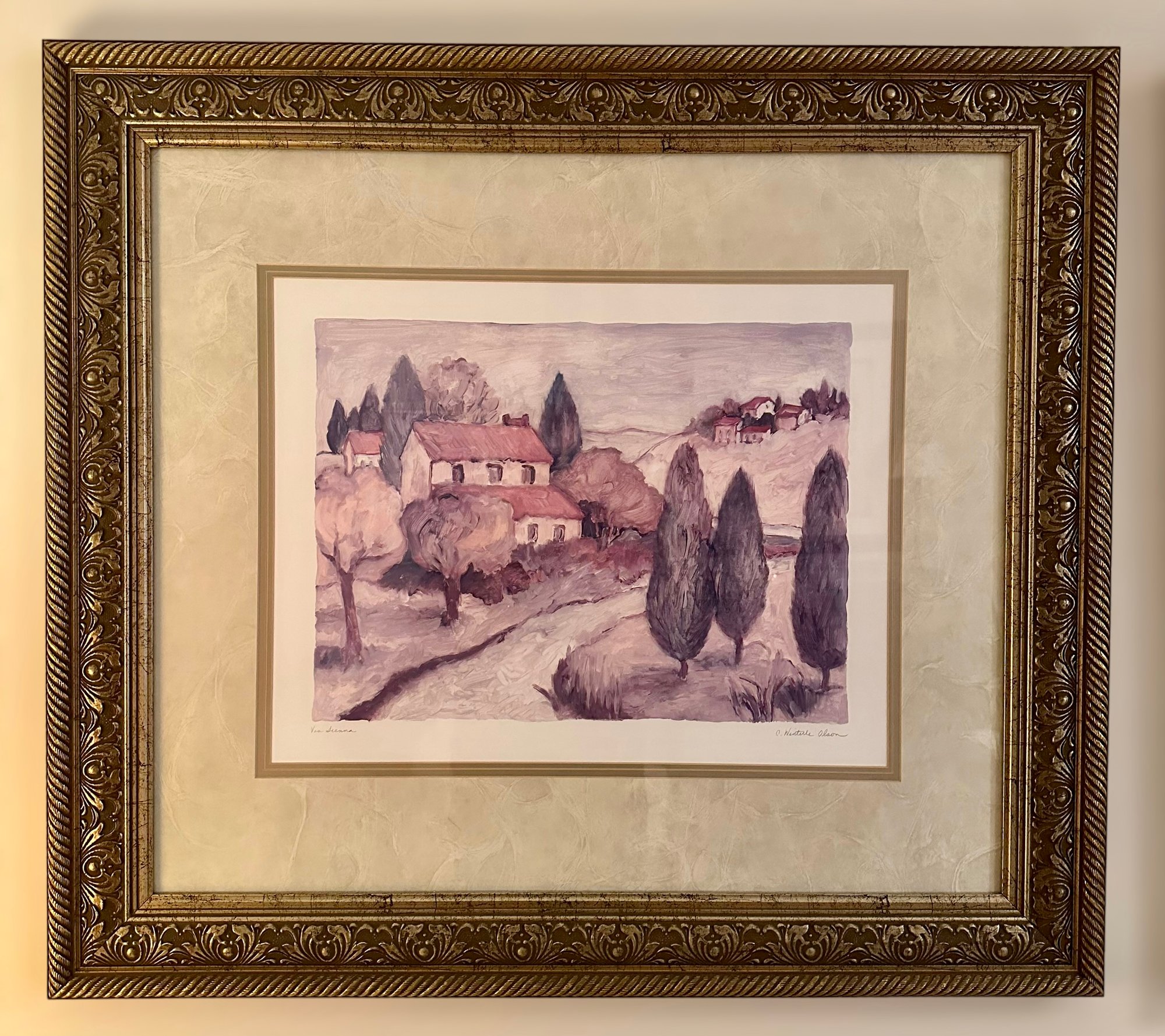 Elegantly Framed Via Sienna Lithograph Signed By Artist C. Winterle ...