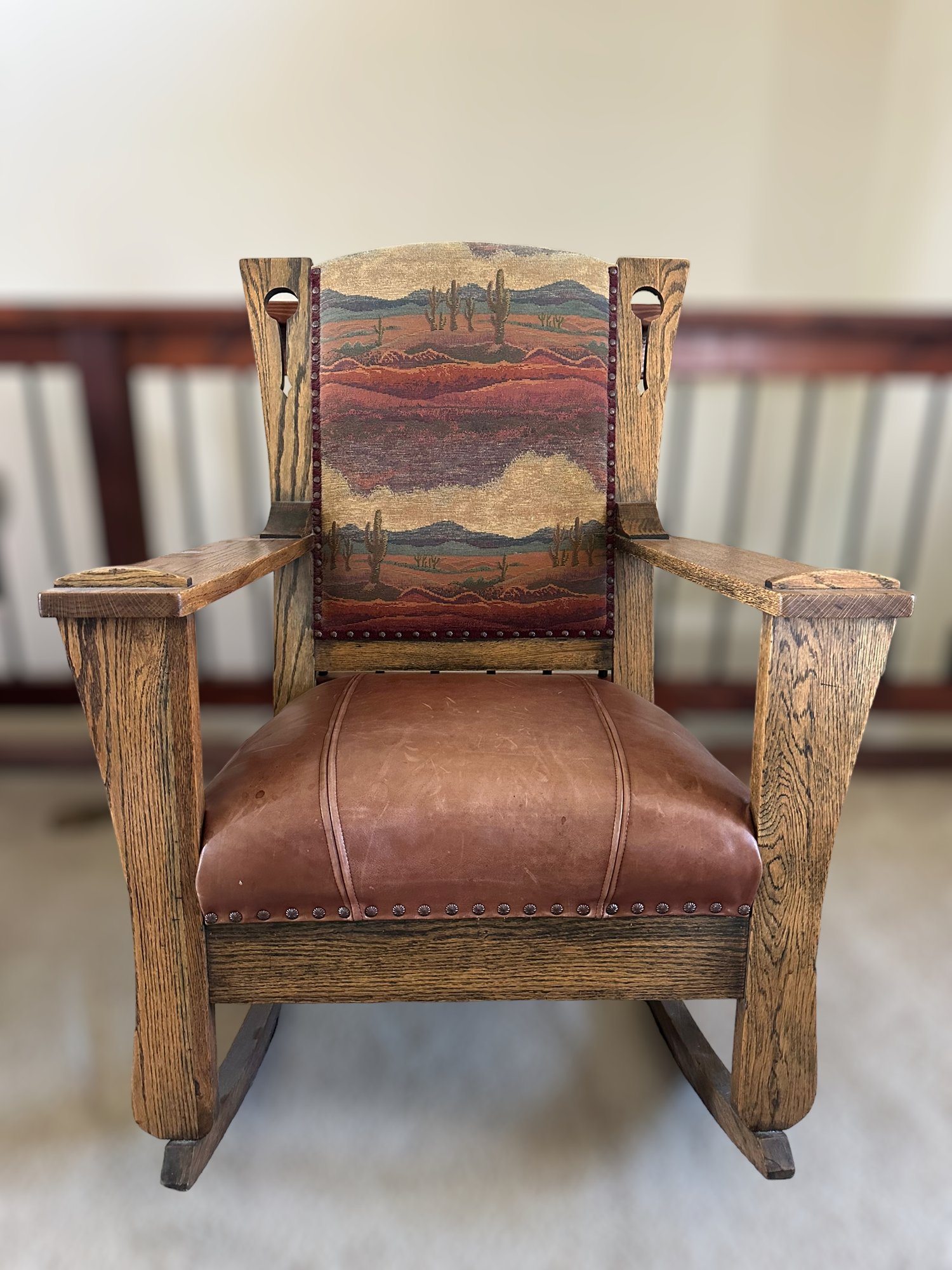 Antique Western Style Reupholstered Solid Wood Rocking Chair #11737 ...