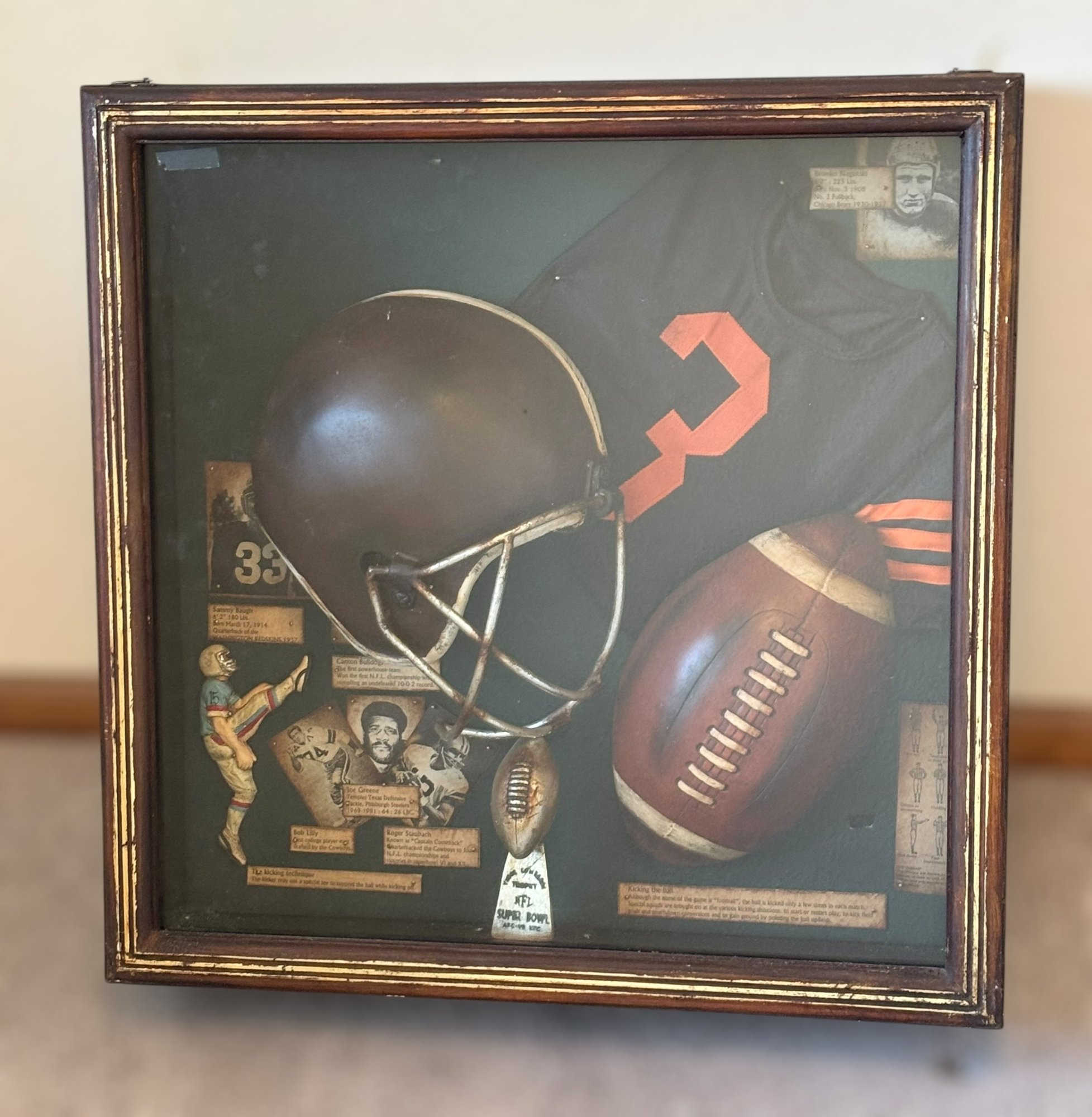 Amazing Vintage NFL History Memorabilia Shadow Box #18362 ...