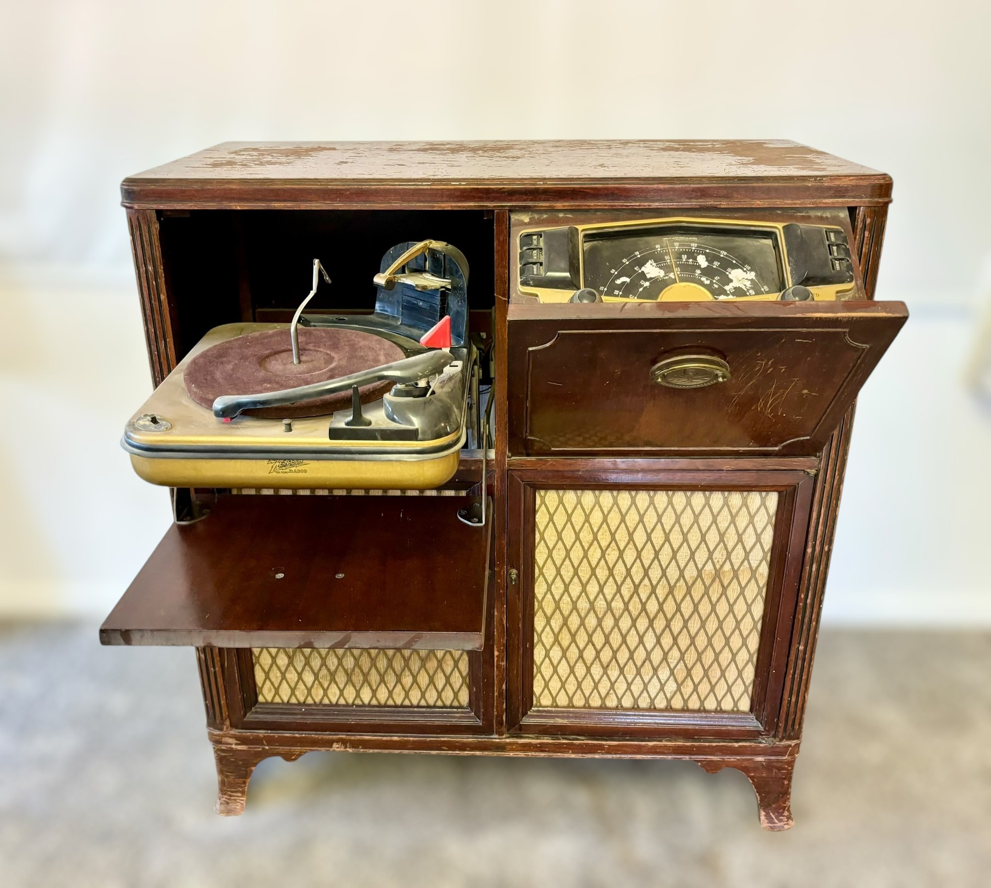Amazing Vintage Zenith Wooden Phonograph & Radio Console #14404 ...