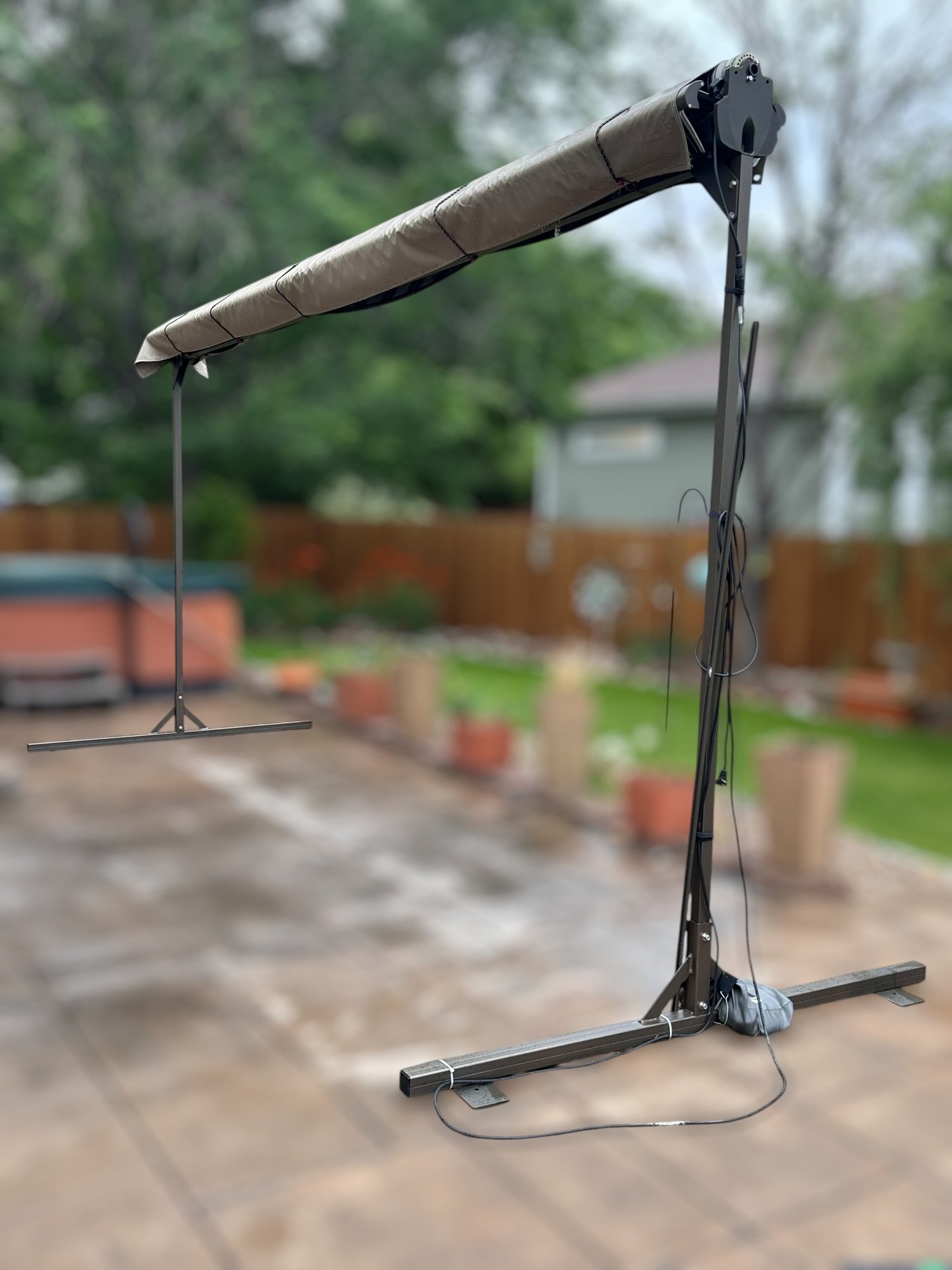 Sunsetter Oasis Freestanding Motorized Awning In Shade River Rock ...