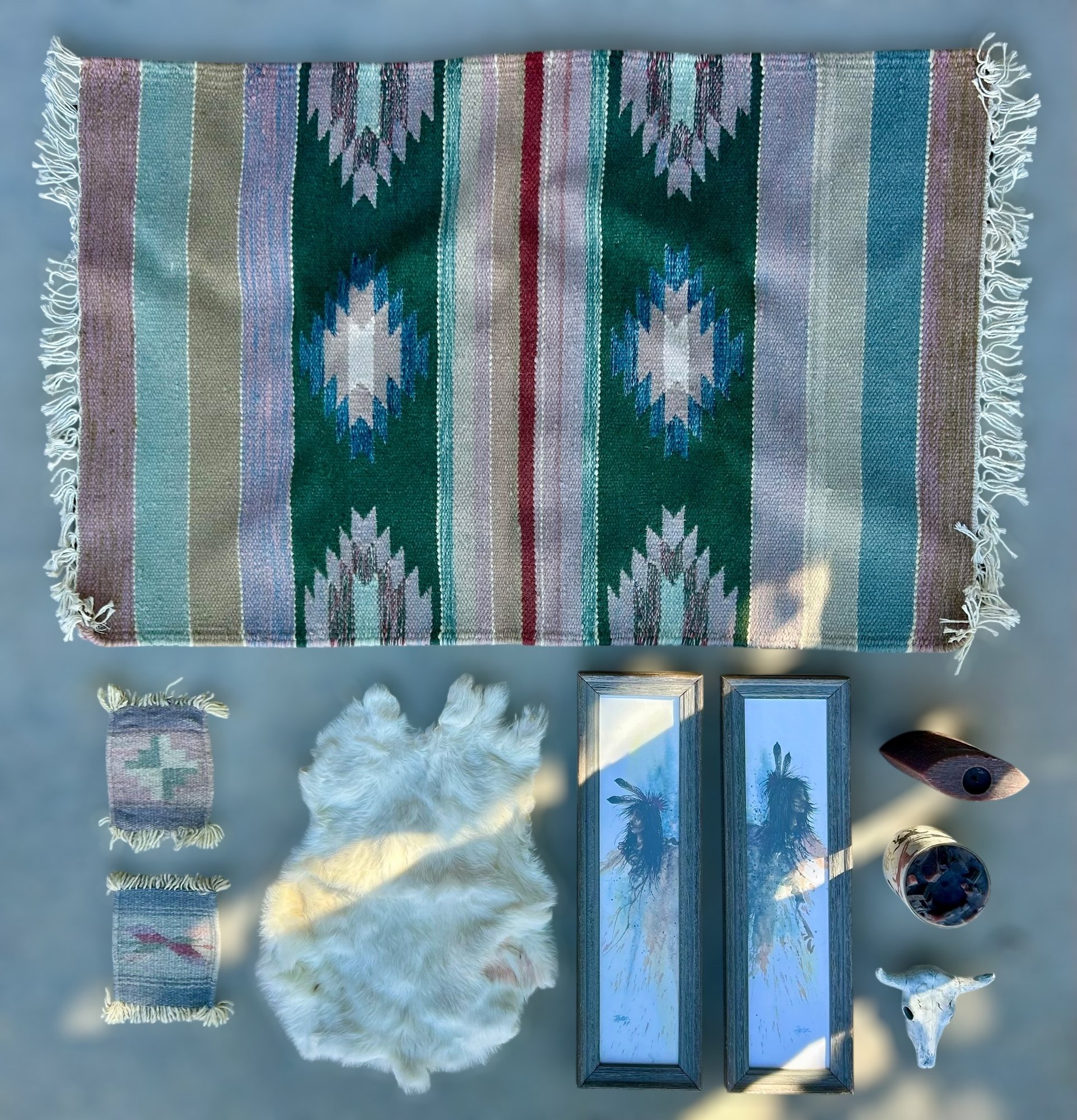 Wonderful Grouping Of Southwest Native American Decor Featuring Wool ...
