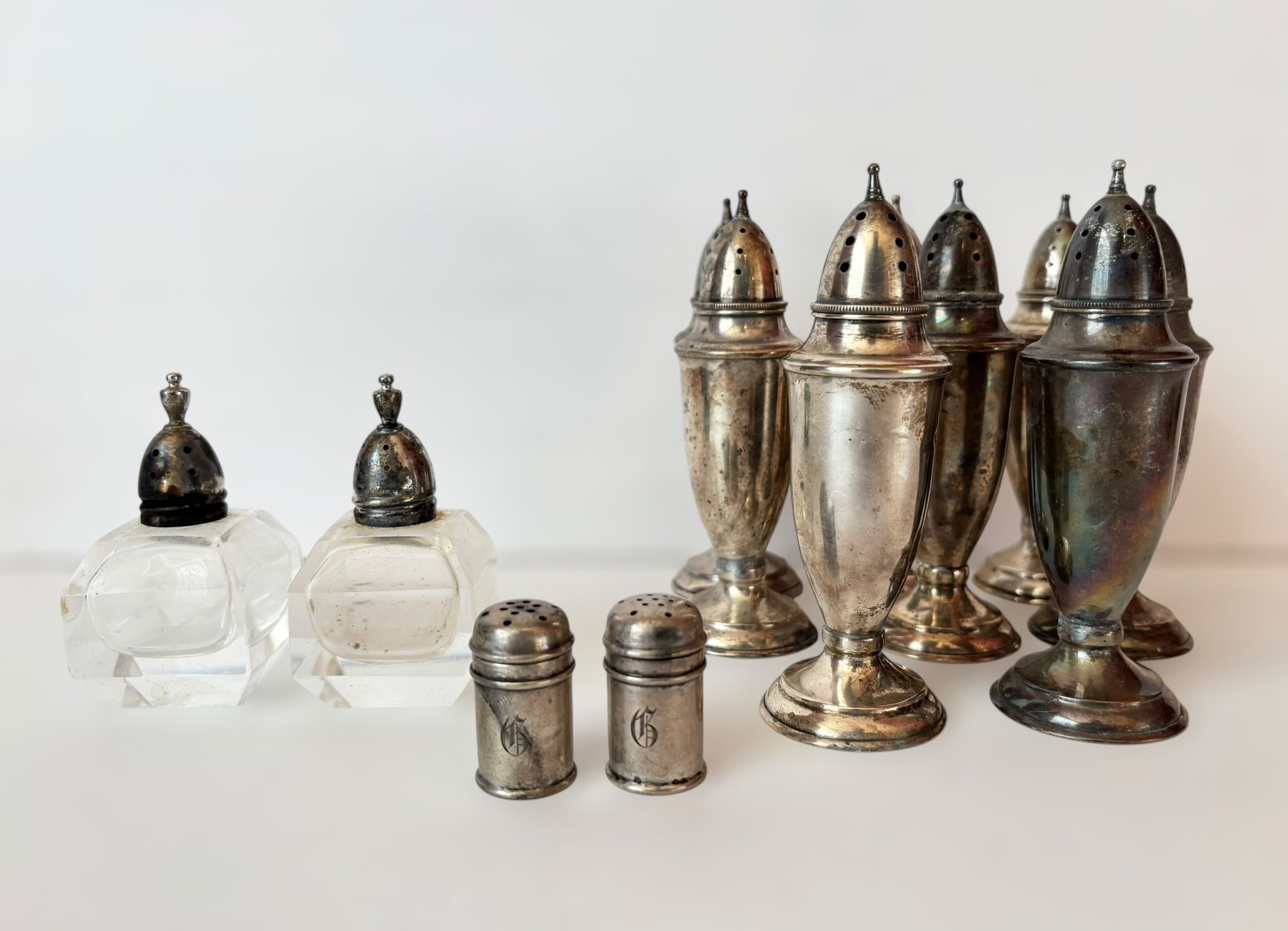Vintage Assortment Of Sterling Silver Salt & Pepper Shakers W/ Mini ...