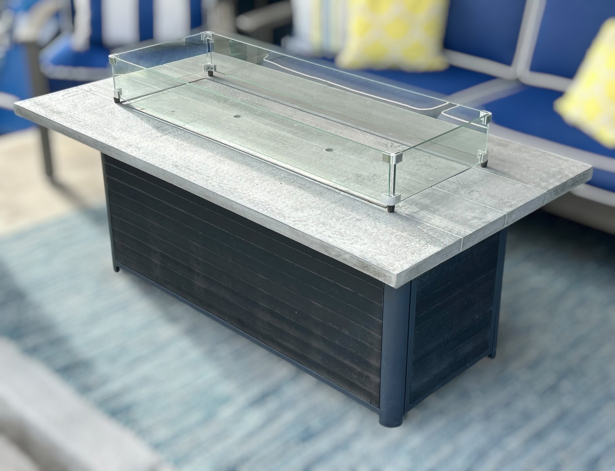 Outdoor Greatroom Linear Gas Fire Pit Table W/ Concrete Top ...