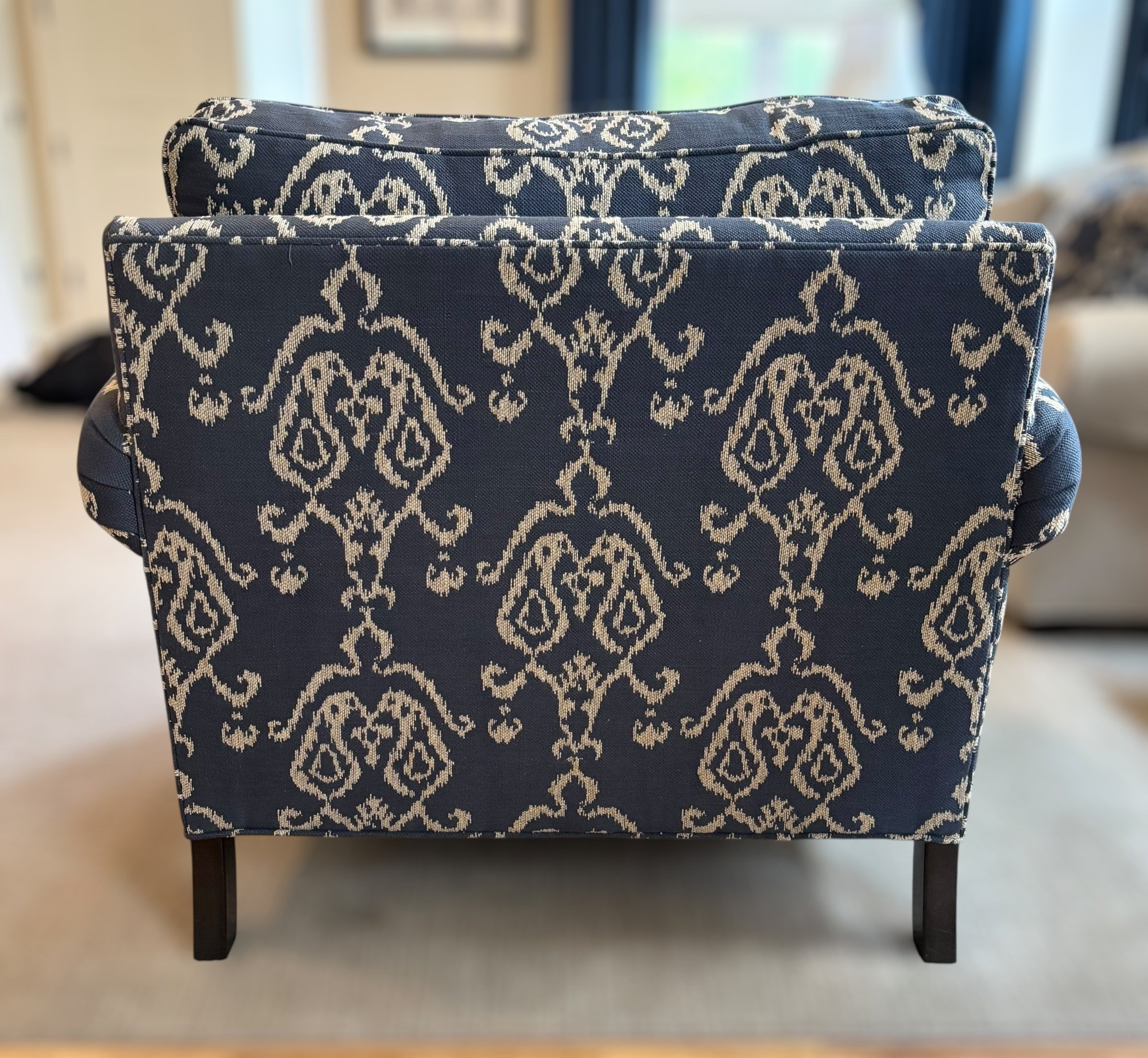 Gorgeous Ethan Allen Blue & White Accent Armchairs W/ One Ottoman ...
