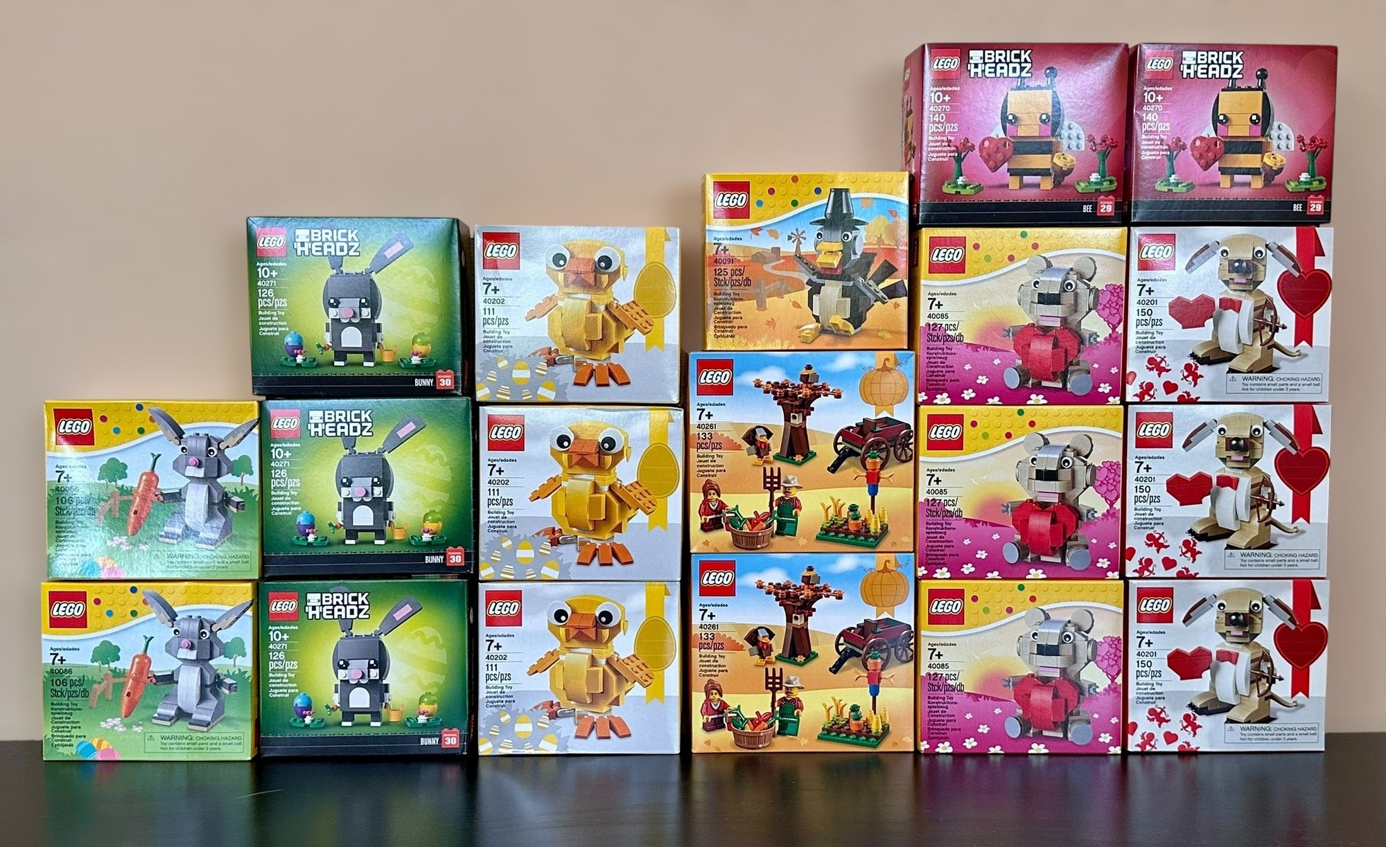 Huge Collection Of Unopened Seasonal Lego Sets And Lego Brick Headz ...