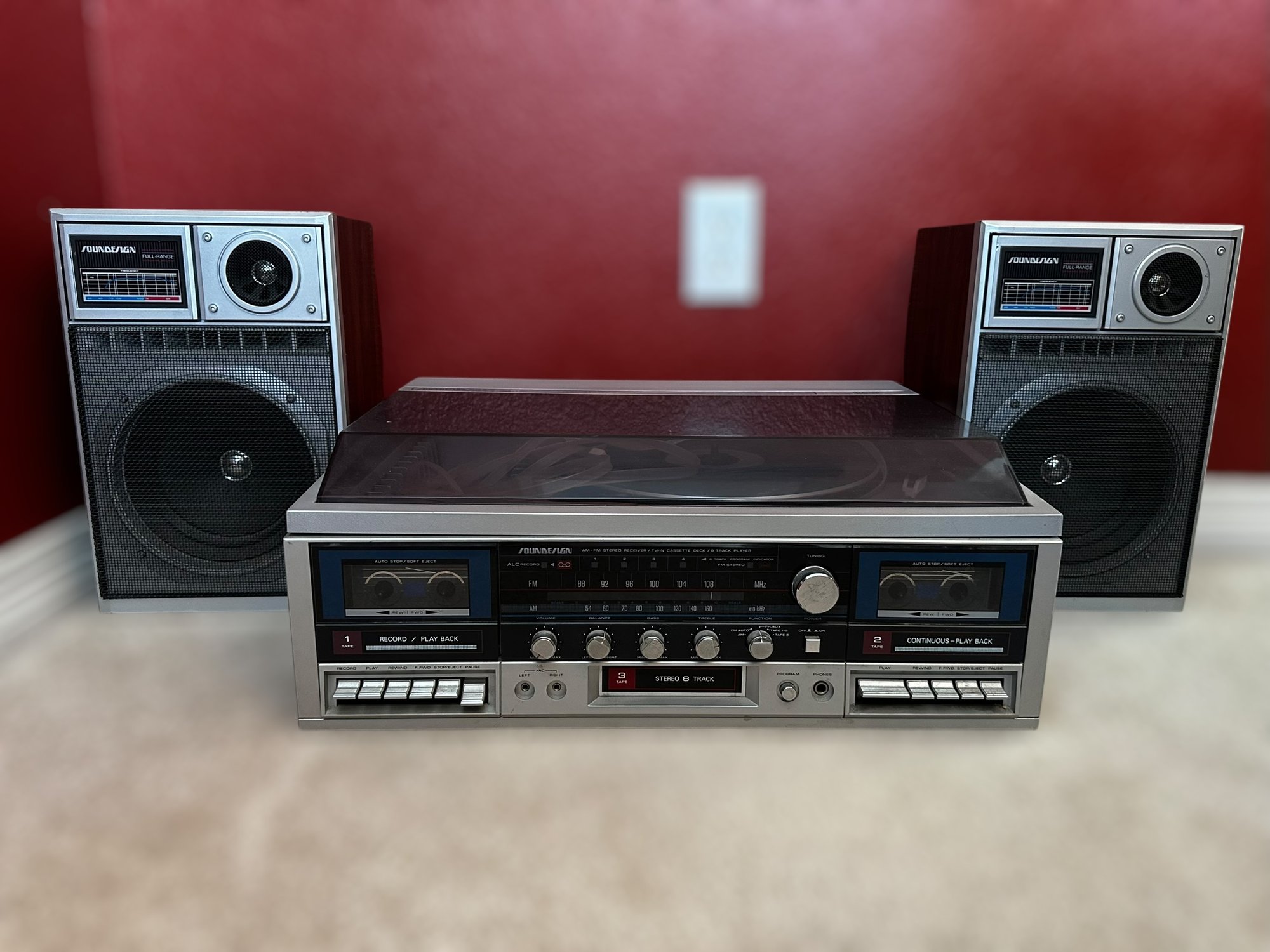 Sound Design AM/FM Stereo Receiver, Twin Cassette Deck, 8 Track Player ...