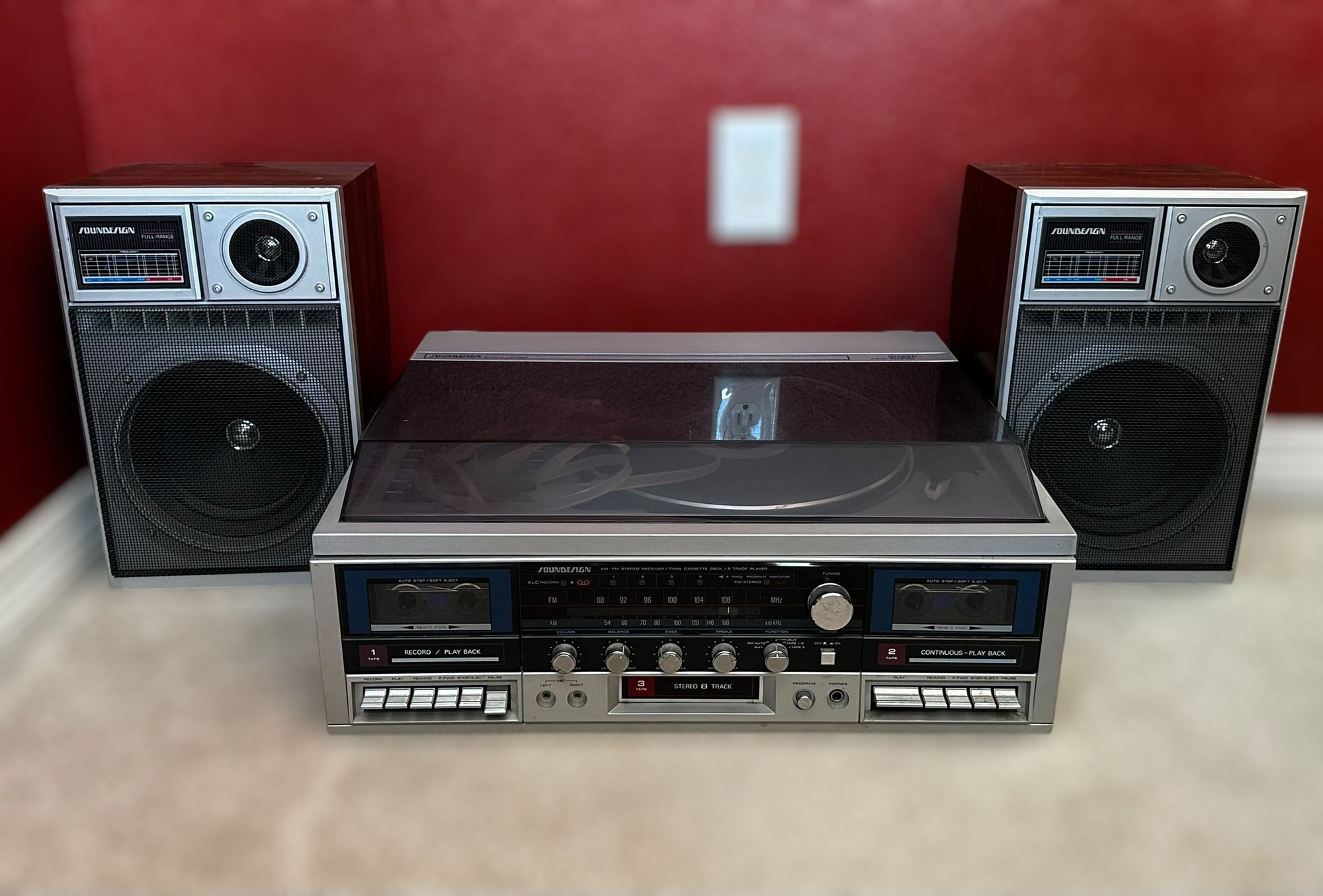 Sound Design AM/FM Stereo Receiver, Twin Cassette Deck, 8 Track Player ...