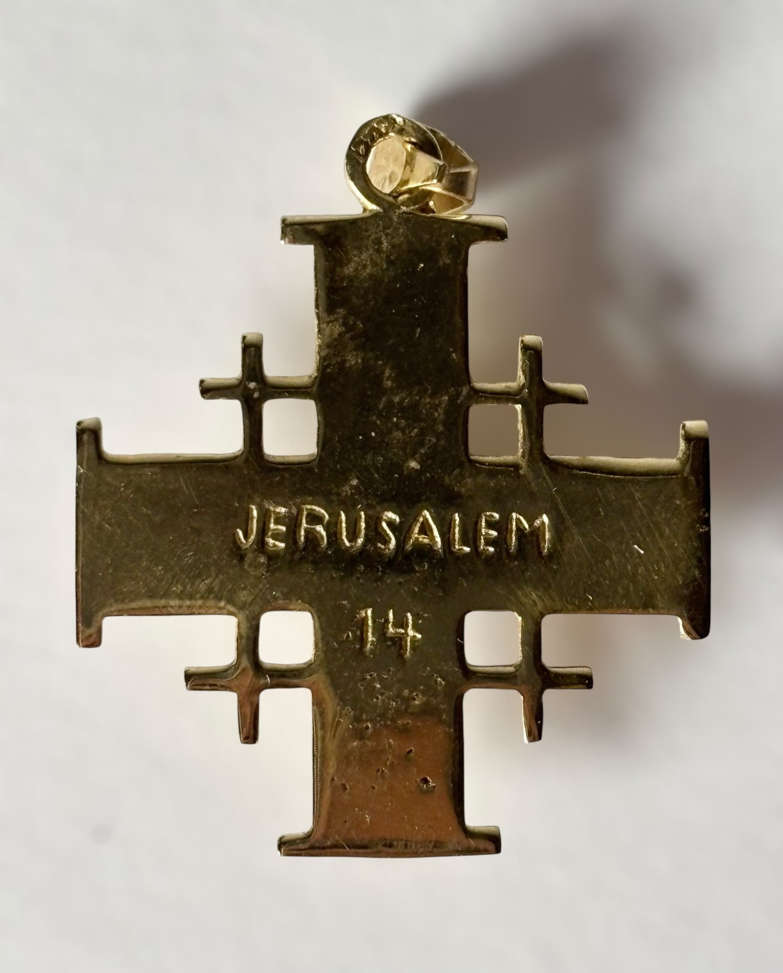 Wonderful 14k Gold Jerusalem Cross Pendant W/ Sapphire & Diamond Jewels ...