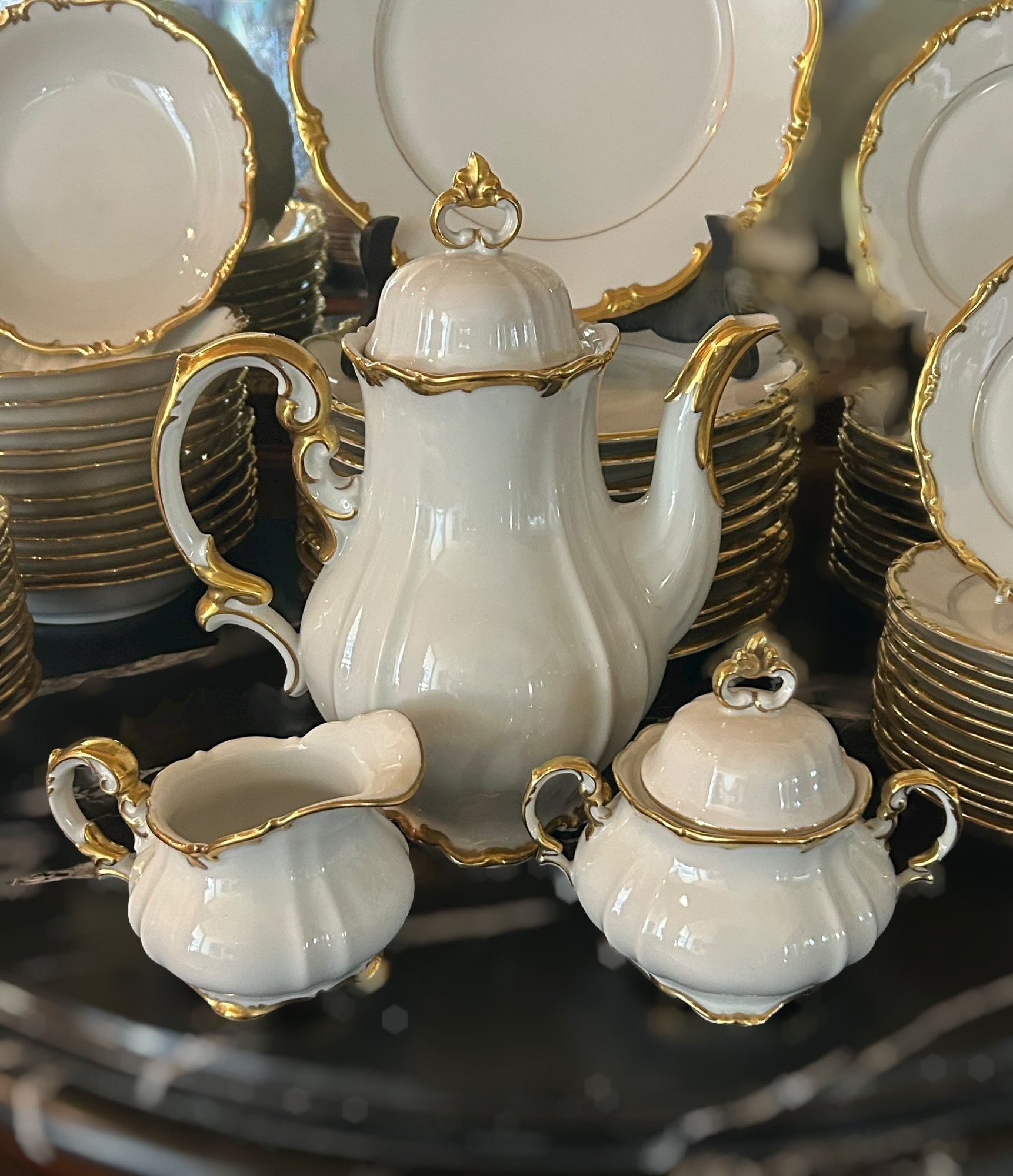 Incredible Forest Bavaria Germany Gold Rim Porcelain Dinnerware With ...