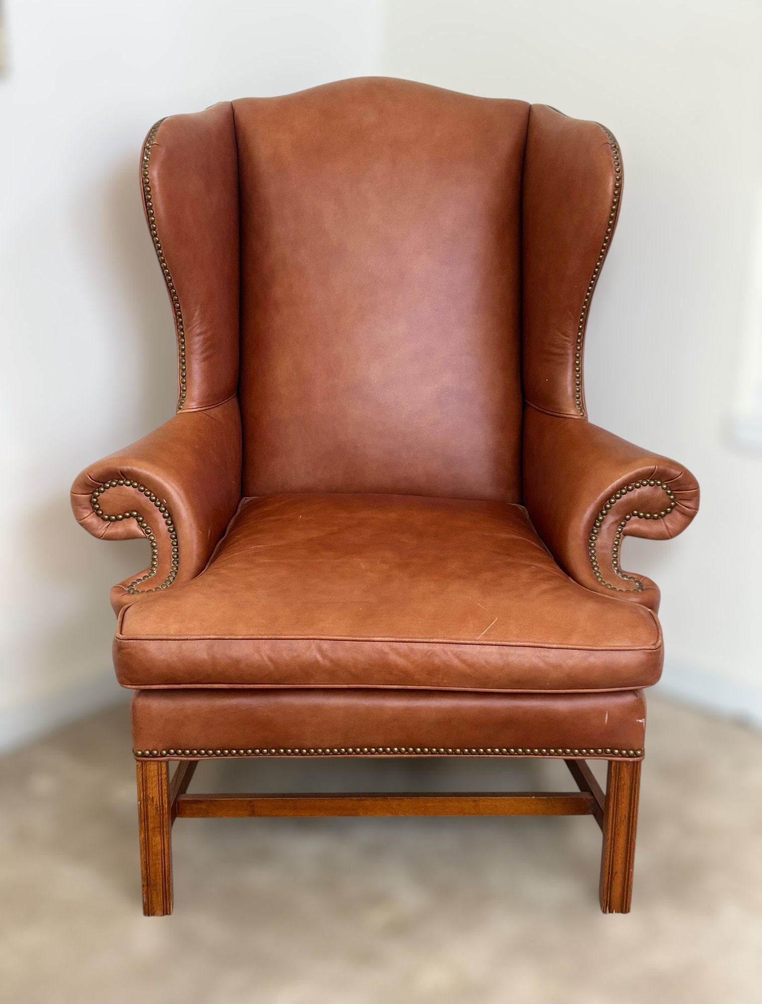 Sam Moore Furniture Georgian Style Leather Arm Chair W/ Brass Nailhead ...
