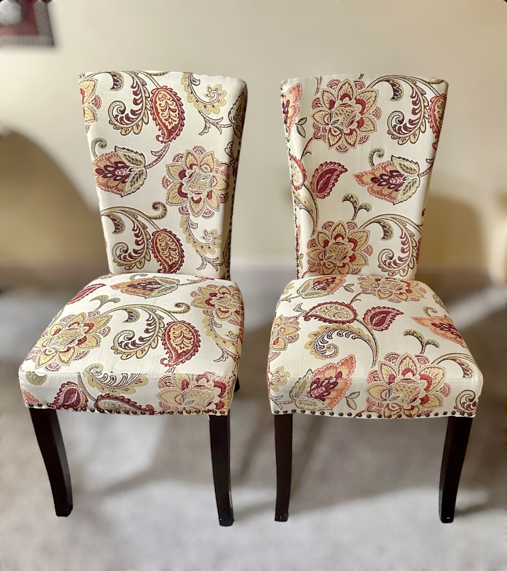 Pier 1 Imports Adelaide Chairs With Jacobean-Ochre Pattern #11405 ...