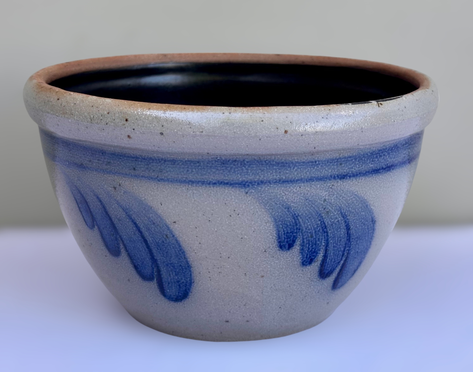 Antique Glazed Rowe Pottery Works Bowl In Blue #13143 | Auctionninja.com