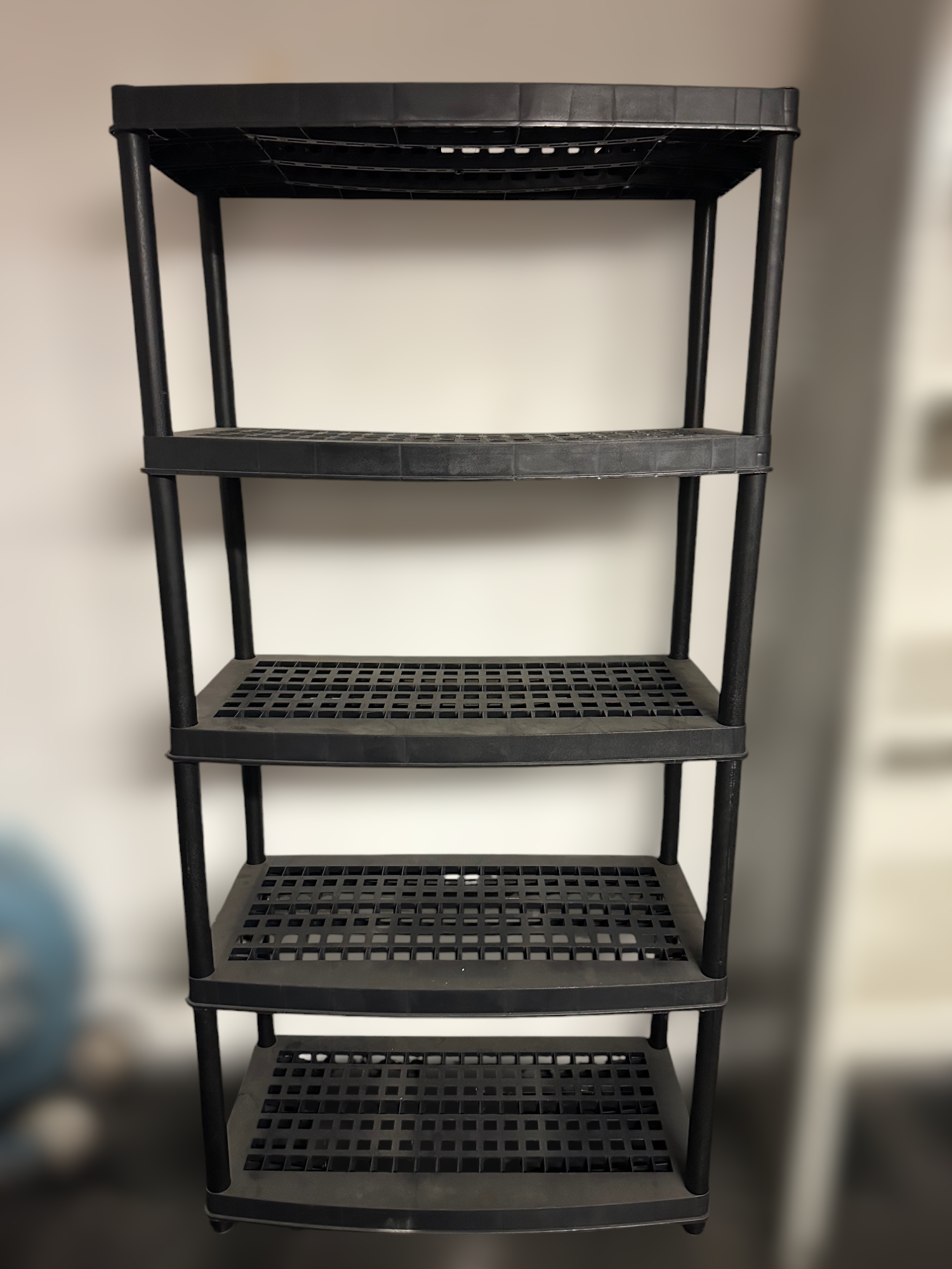 Black 5 Tier Heavy Duty Plastic Shelving Unit #15045 | Auctionninja.com