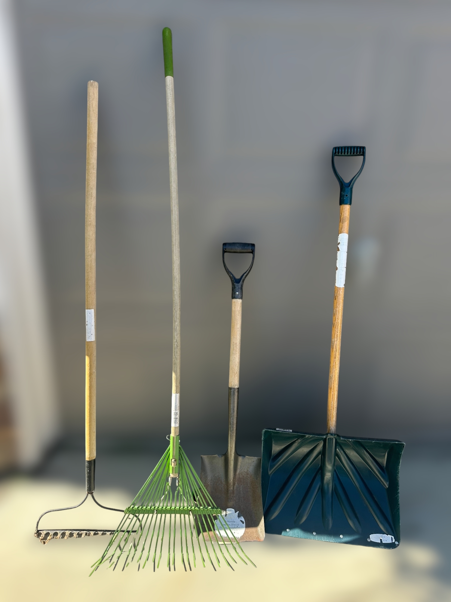 Gardeners Assortment Of Garden Rakes, Shovel And Snow Shovel #16622 ...