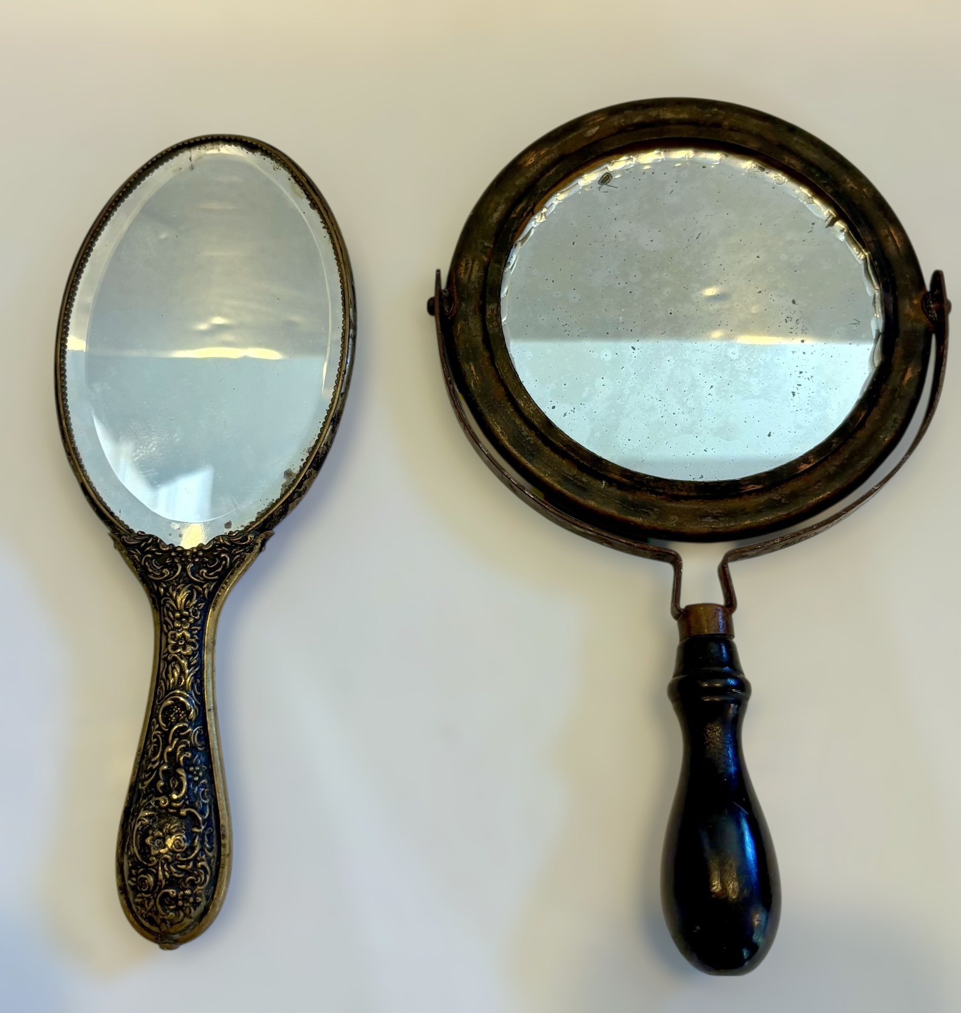 Vintage 1930's Ornate Hand Mirror And Victorian Wood Handle Mirror ...