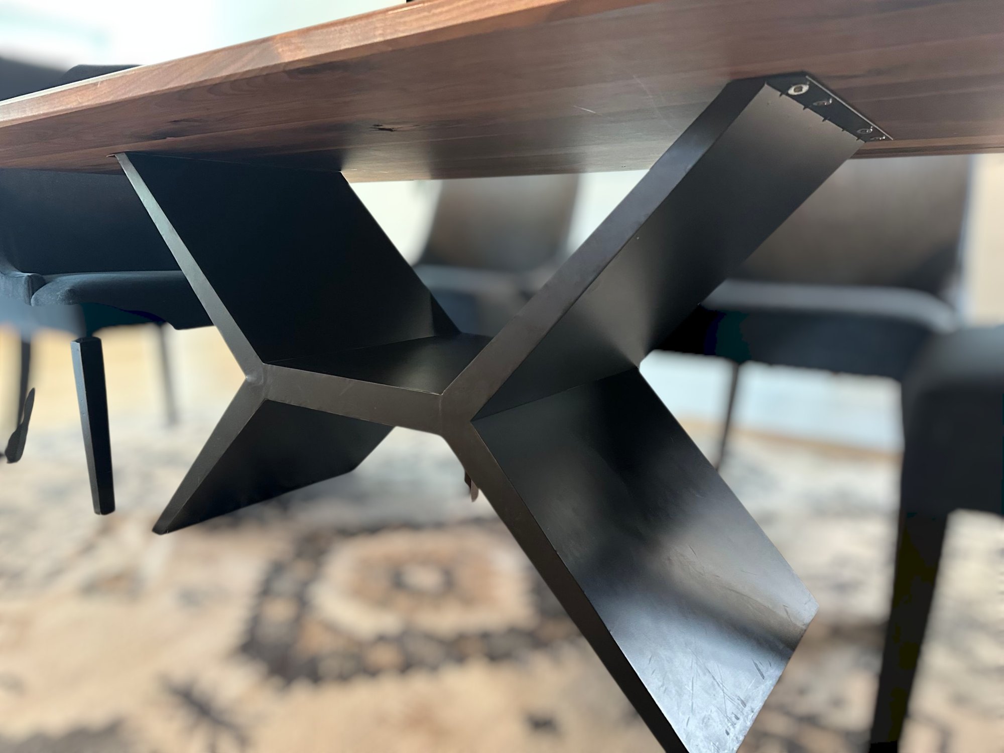 Arhaus Jacob Walnut Dinning Table With Vertex Base & Bassett Benchmade ...