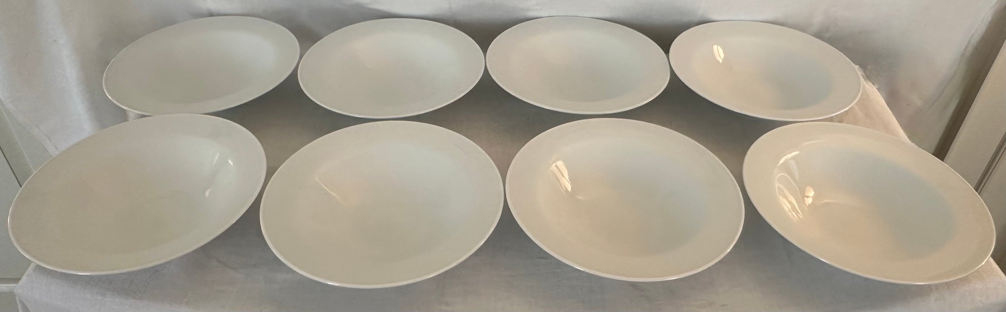 Set Of 8 White Pottery Barn Bowls #1966 | Auctionninja.com
