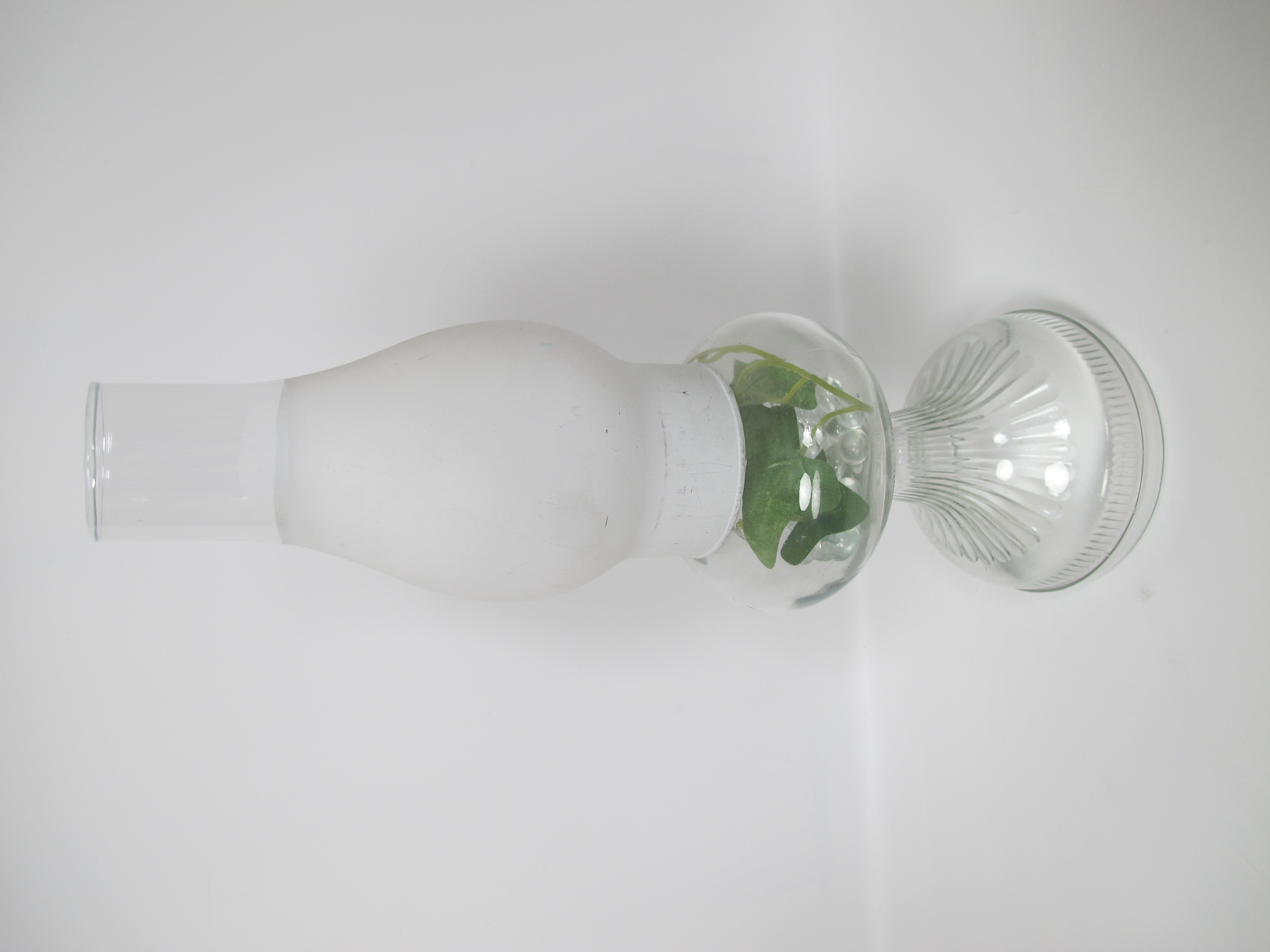 Vintage Glass Oil Lamp With Faux Greenery Insert And Lamp Socket #6339 ...
