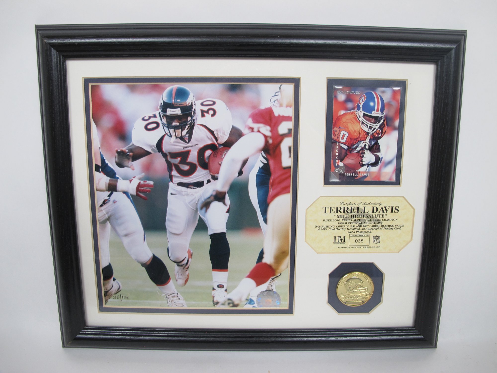 Limited Edition Terrell Davis "Mile High Salute" Framed Autograph With ...