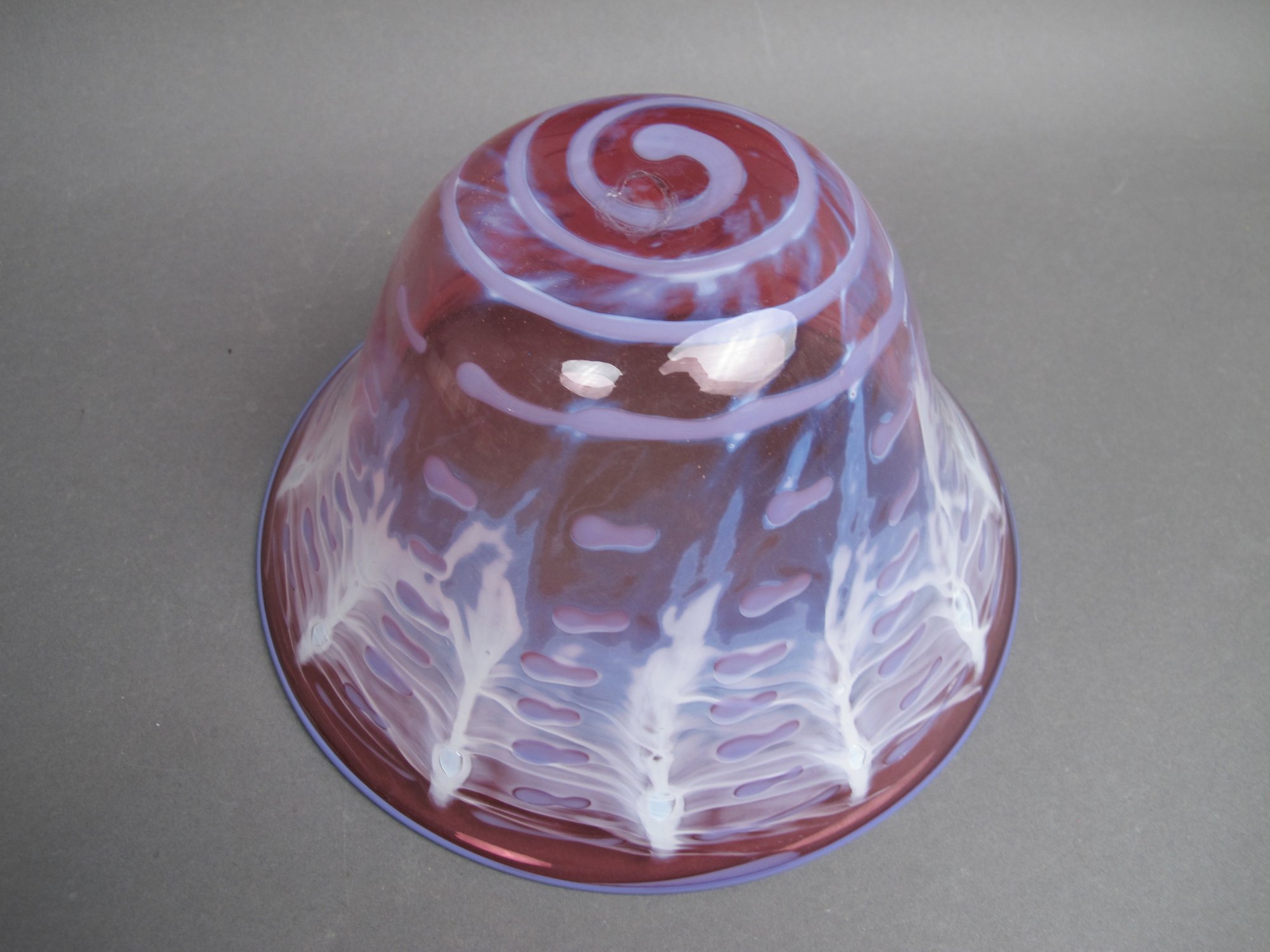 Signed Murano Glass Bowl - Handblown Swirl Design In Pink, White, And ...