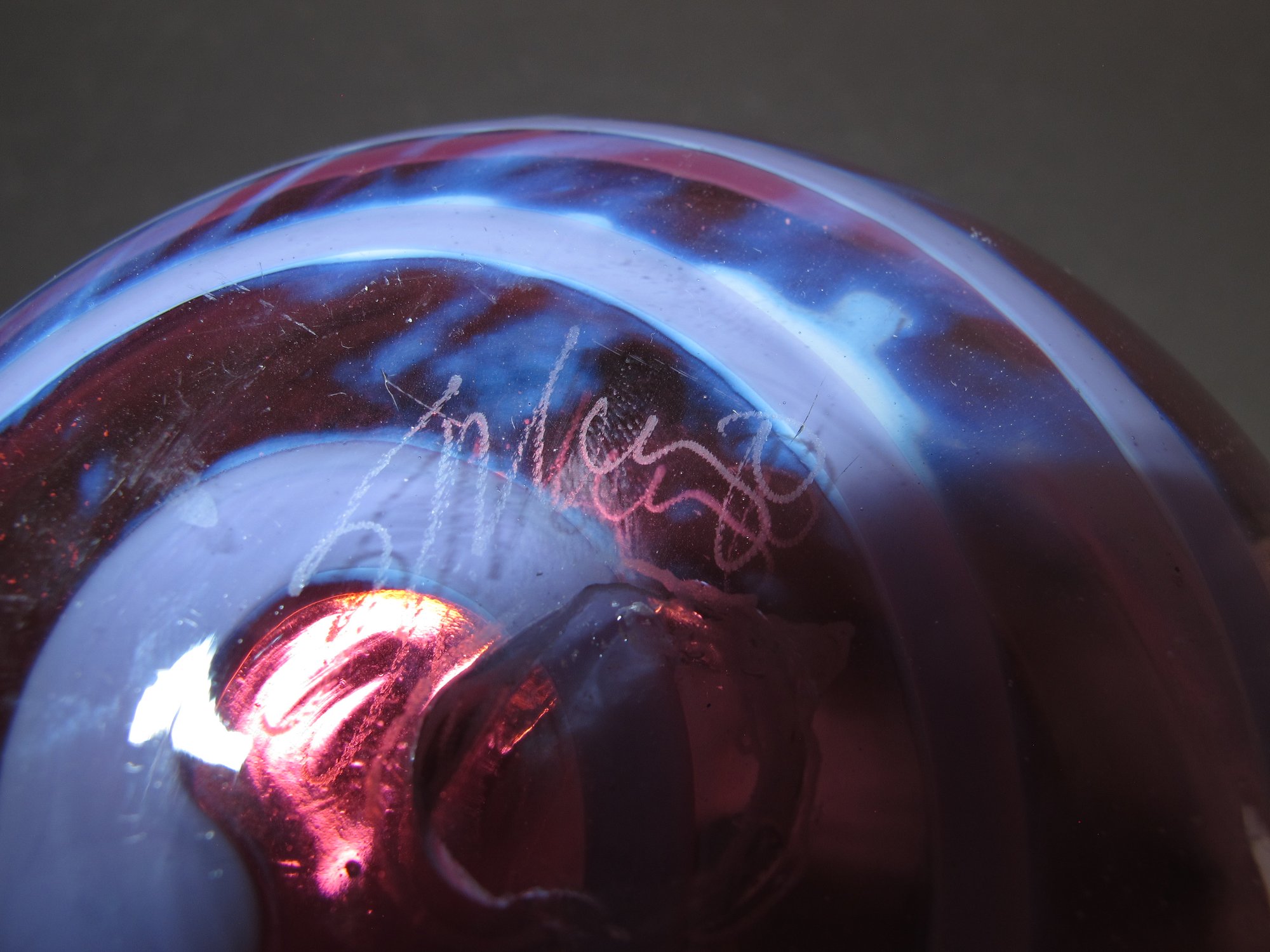 Signed Murano Glass Bowl - Handblown Swirl Design In Pink, White, And ...