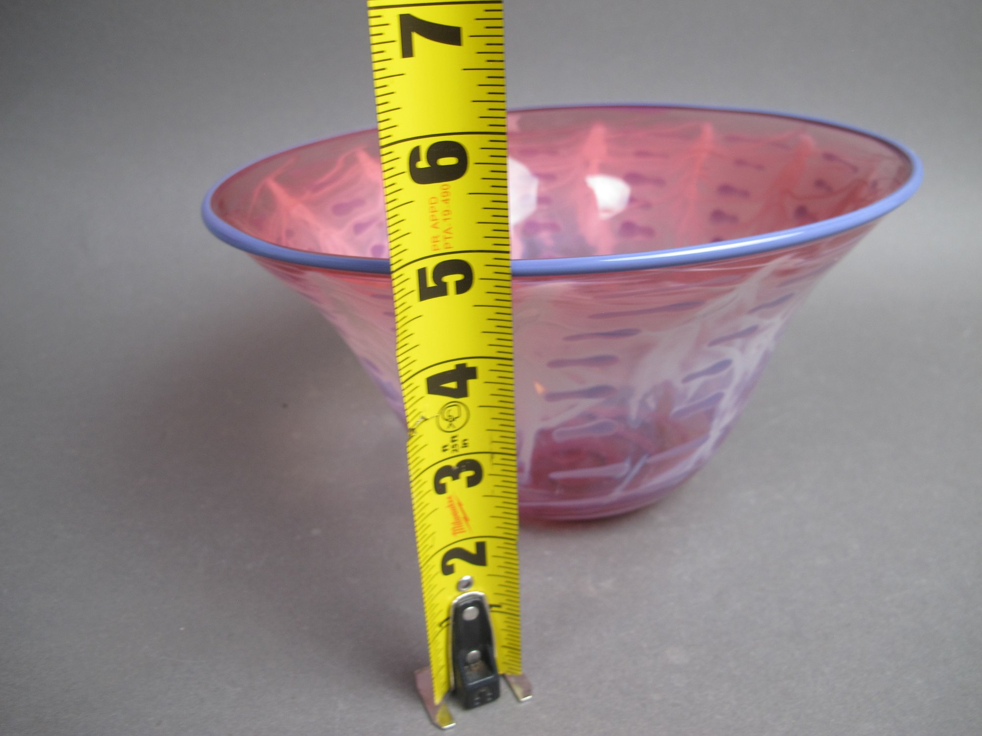 Signed Murano Glass Bowl - Handblown Swirl Design In Pink, White, And ...