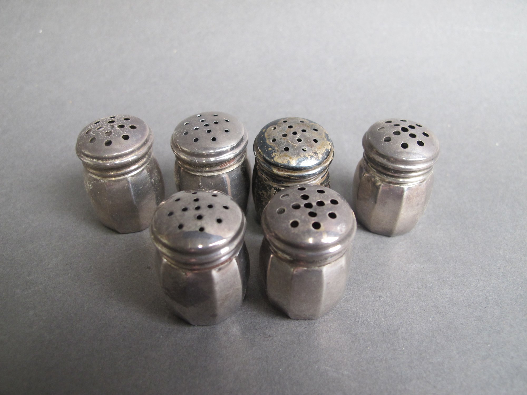 Vintage Sterling Silver Mini Salt Shakers Hexagonal Design (Set Of 6 ...
