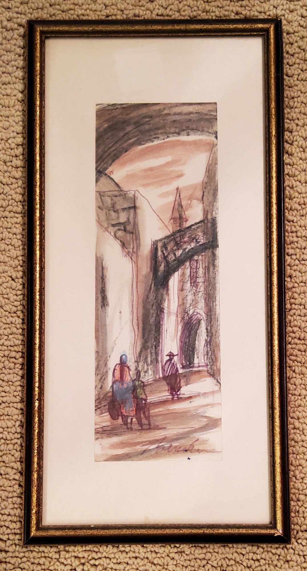 Watercolor By Josef Benskin Of Old Jerusalem Street Sceen #4335 ...