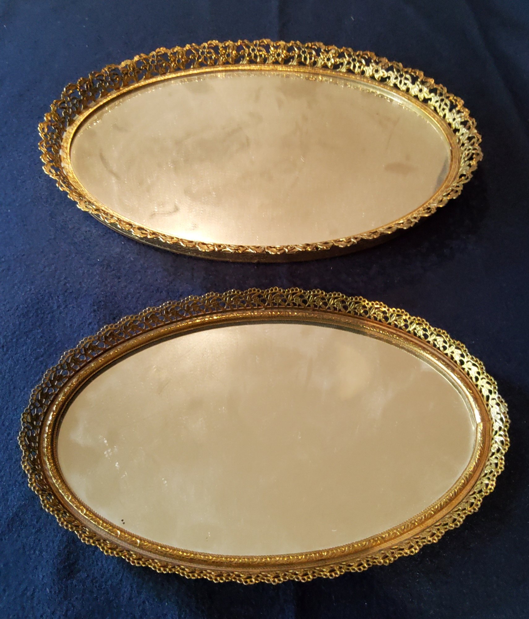 (SY68) Pair Of Vintage MCM Gold Filigree Dresser/Vanity Mirrors #5007 ...