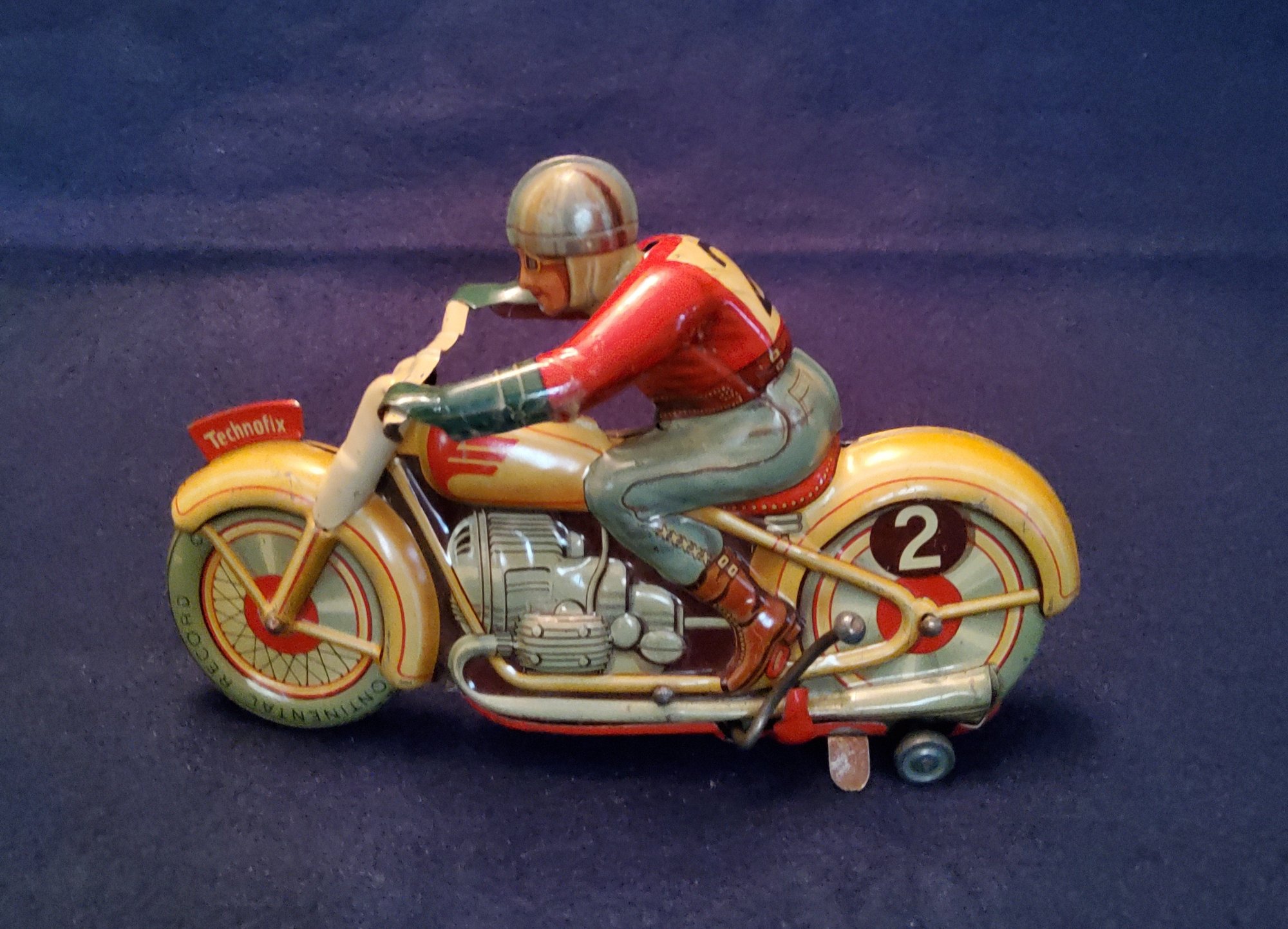(B33) Vintage Technofix GE 258 Racing Motorcycle Tin Toy In Excellent ...